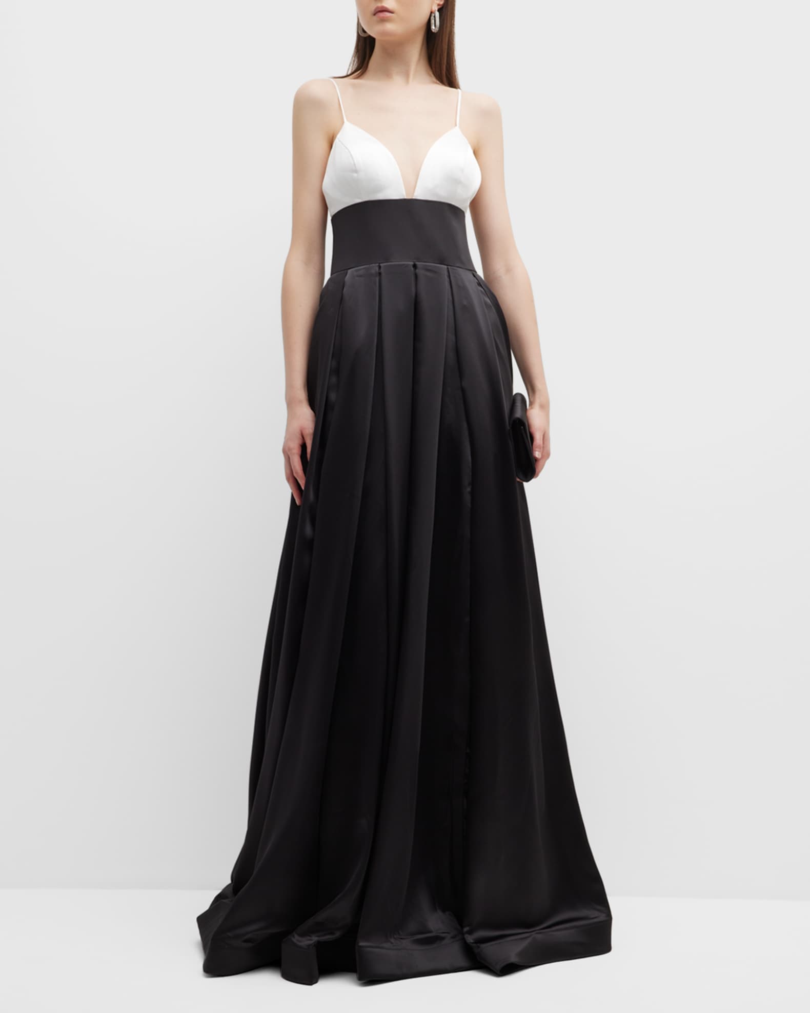 Jovani Colorblock Box-Pleated Gown | Neiman Marcus