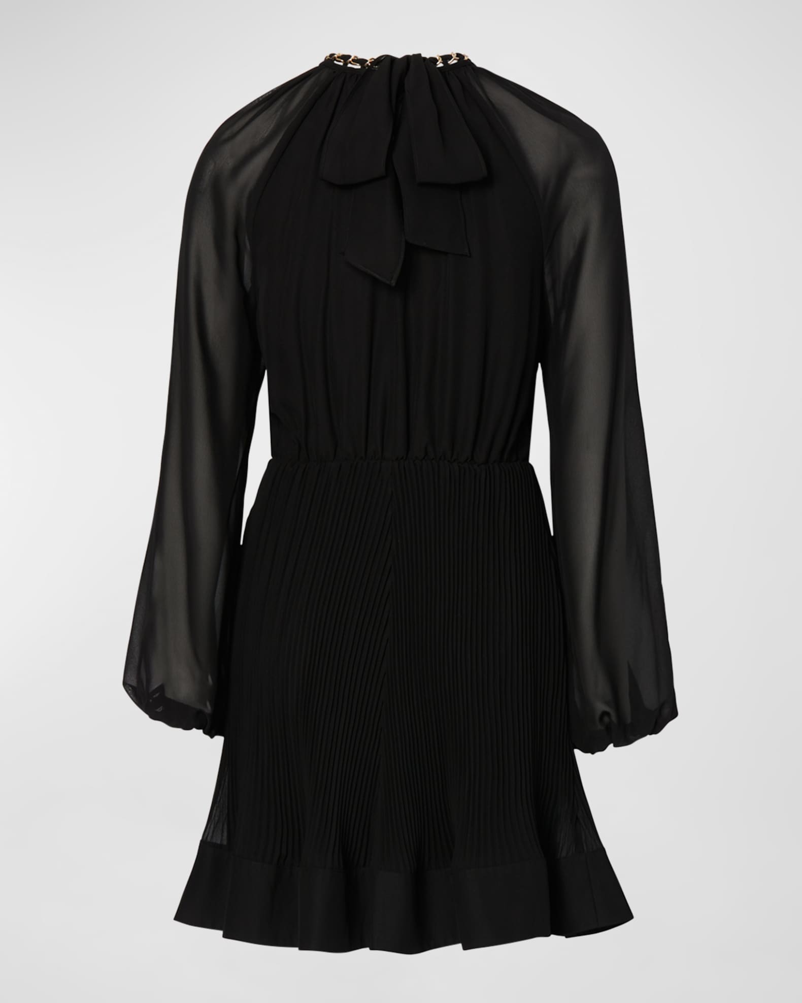 Milly Kami Pleated Blouson-Sleeve Cutout Mini Dress | Neiman Marcus