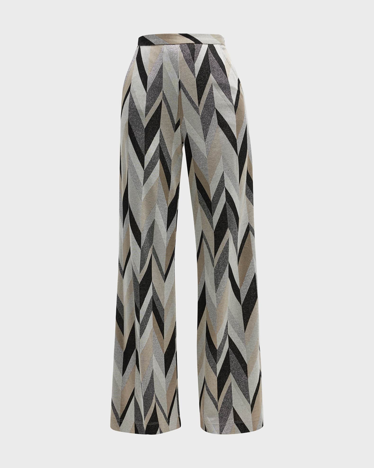 Trina Turk Asia Wide-Leg Chevron Pants | Neiman Marcus