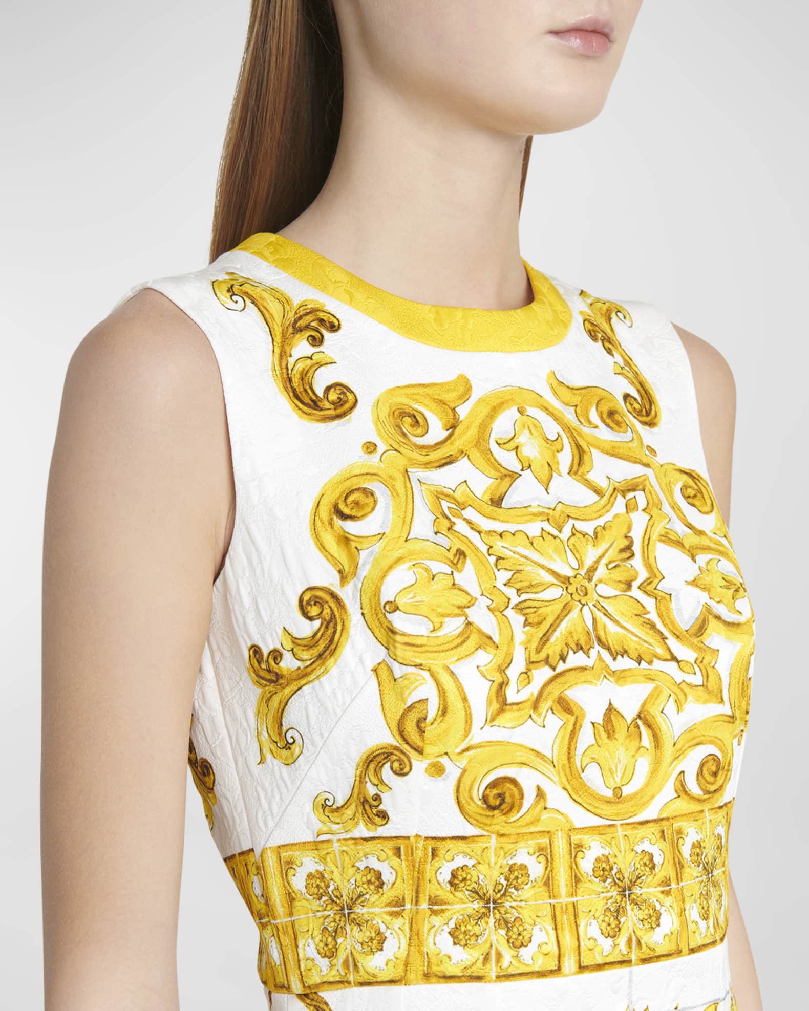 Dolce&Gabbana Brocade Print Mini Dress | Neiman Marcus