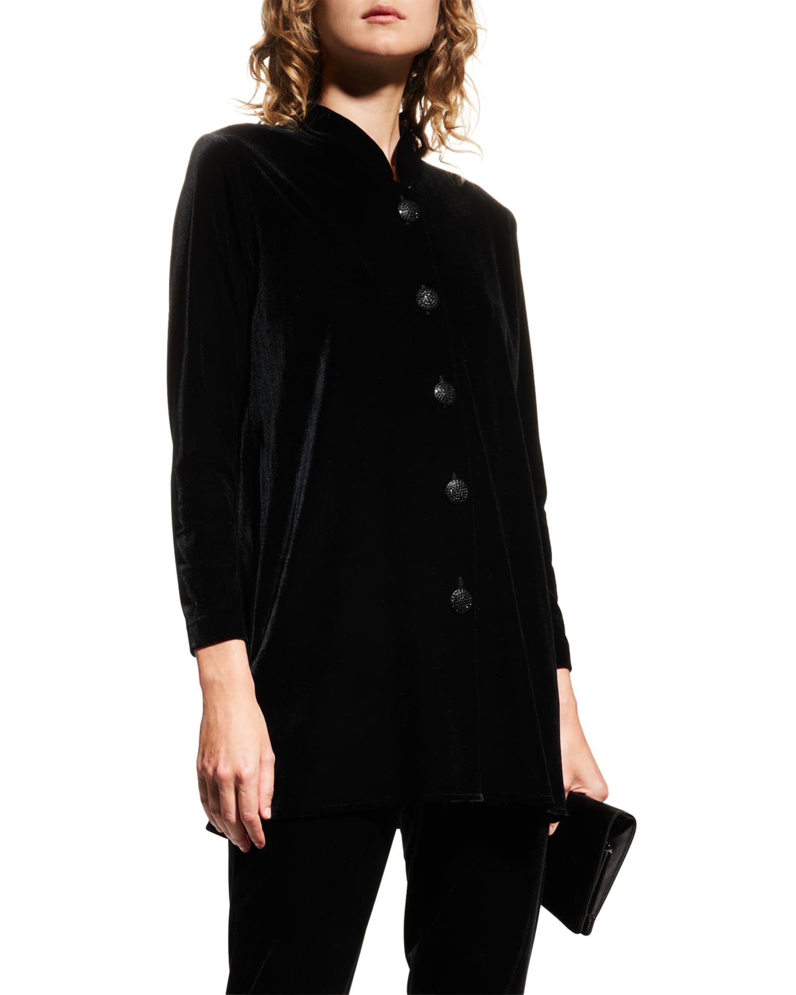 Caroline Rose Madison Velvet Button-Front Shirt | Neiman Marcus