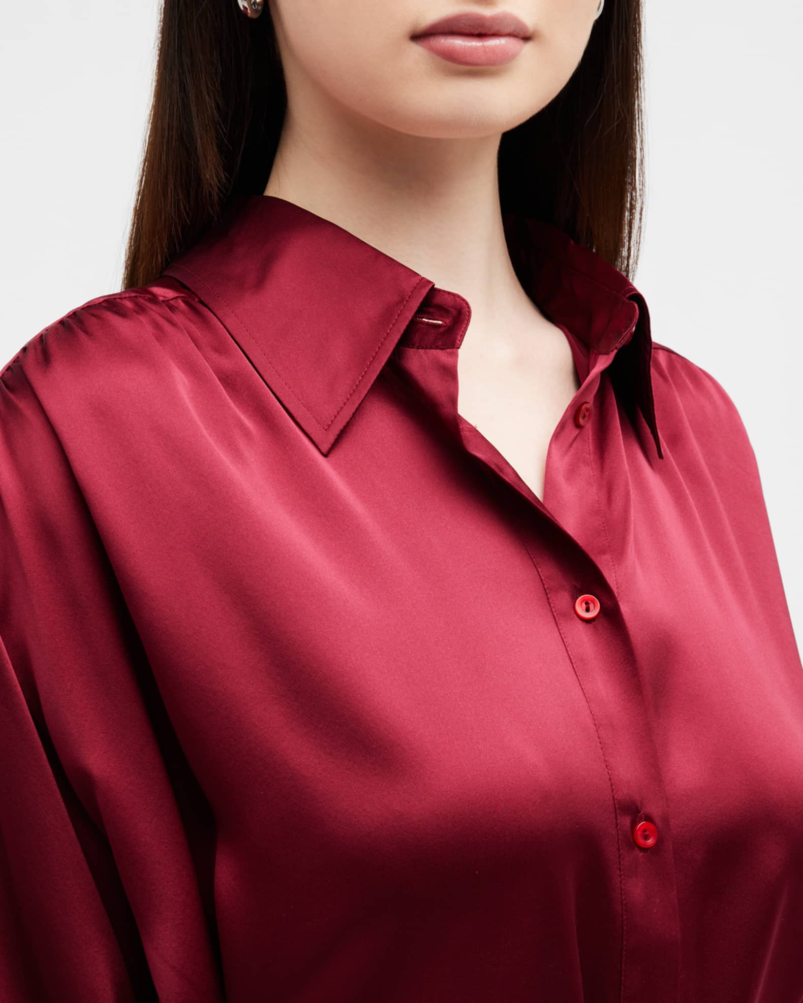 Whitney Morgan Plus Size Charmeuse Shirring Dress | Neiman Marcus