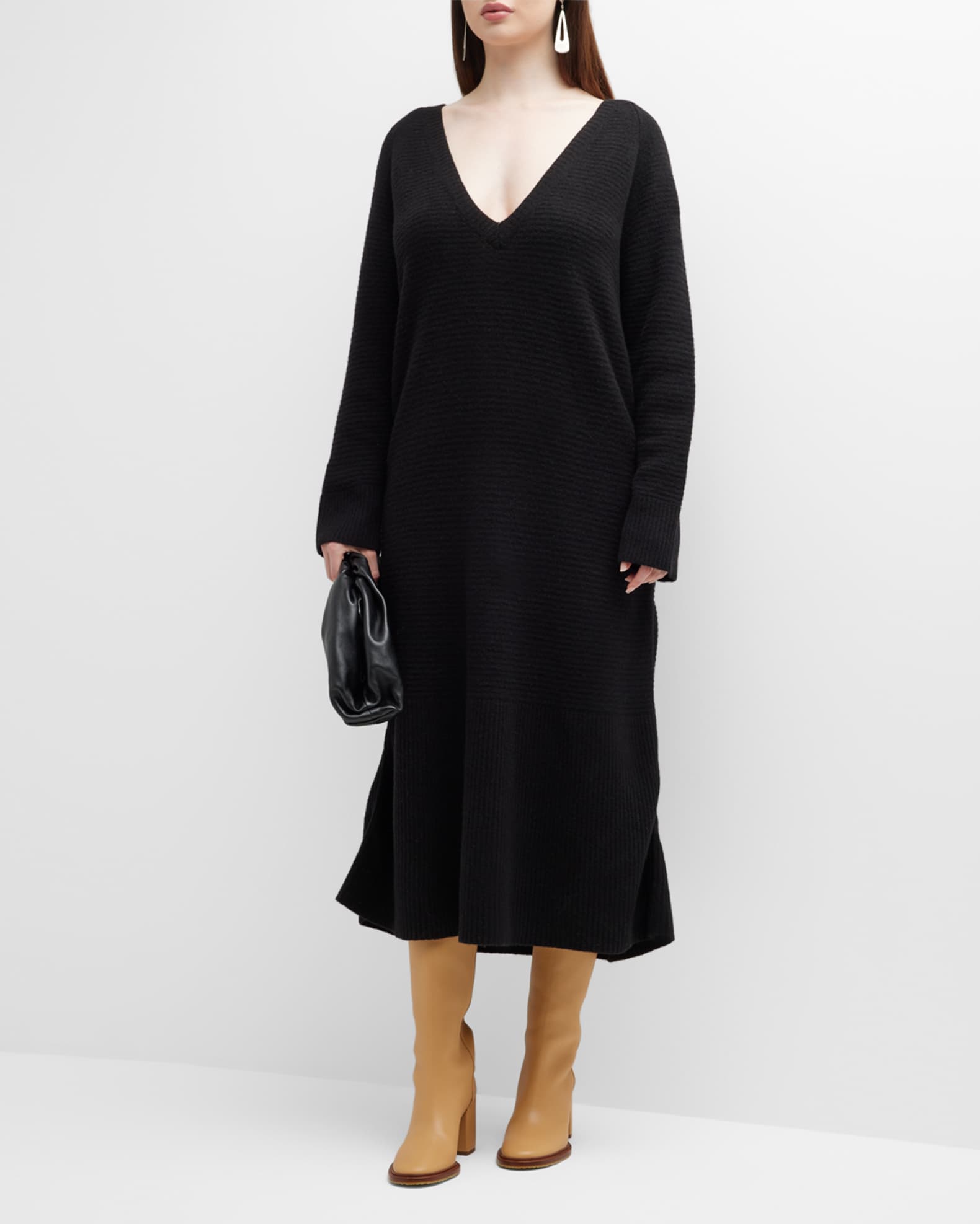 Whitney Morgan Plus Size Cashmere-Wool Midi Sweater Dress | Neiman Marcus