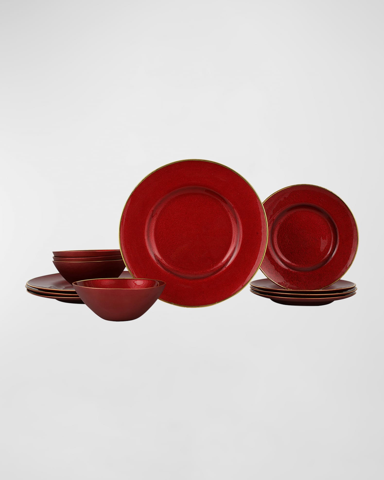 Vietri 12-Piece Metallic Glass Ruby Dinnerware Set | Neiman Marcus