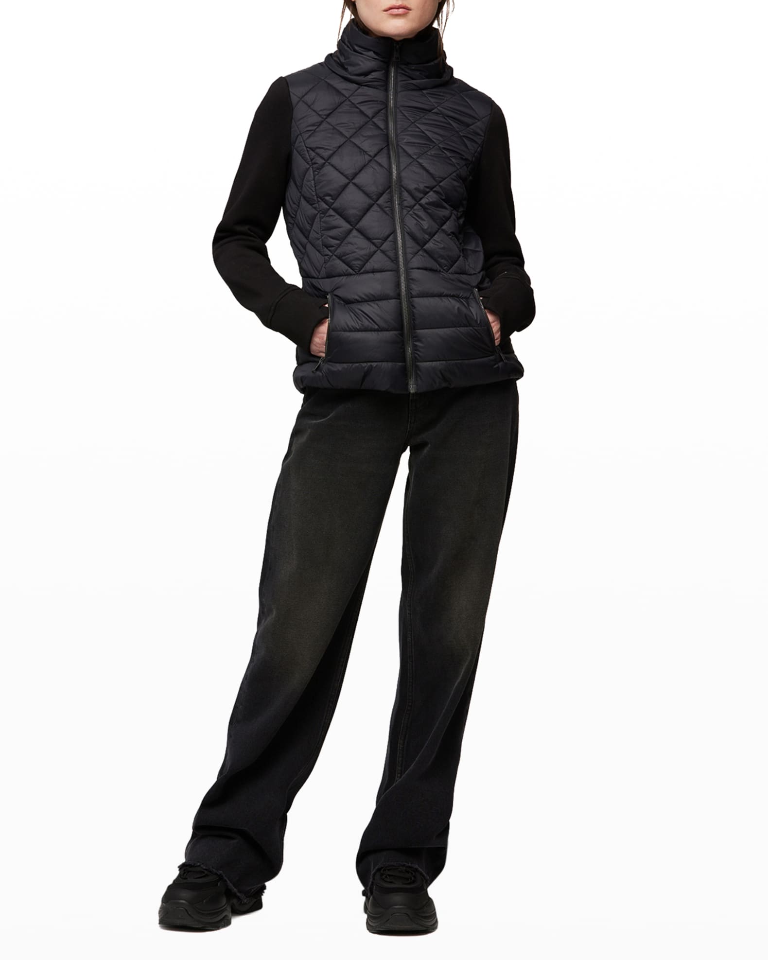 Soia & Kyo Alyssa Hooded Quilted Puffer Combo Jacket | Neiman Marcus