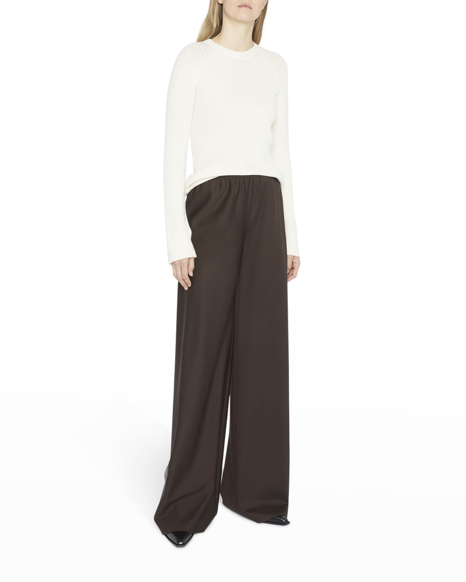 THE ROW Gala Wide-Leg Wool Pants | Neiman Marcus