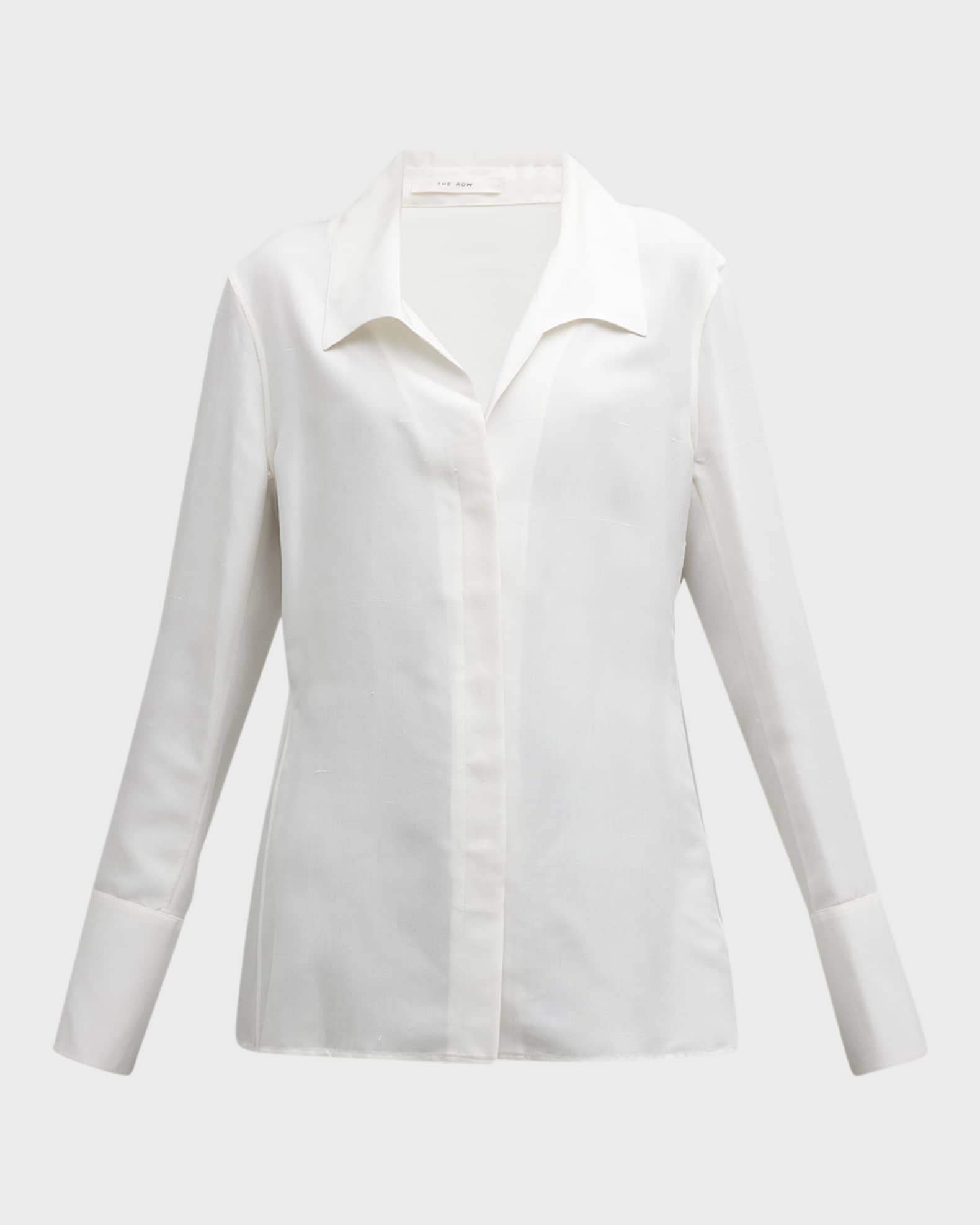 THE ROW Peg Silk Collared Shirt | Neiman Marcus
