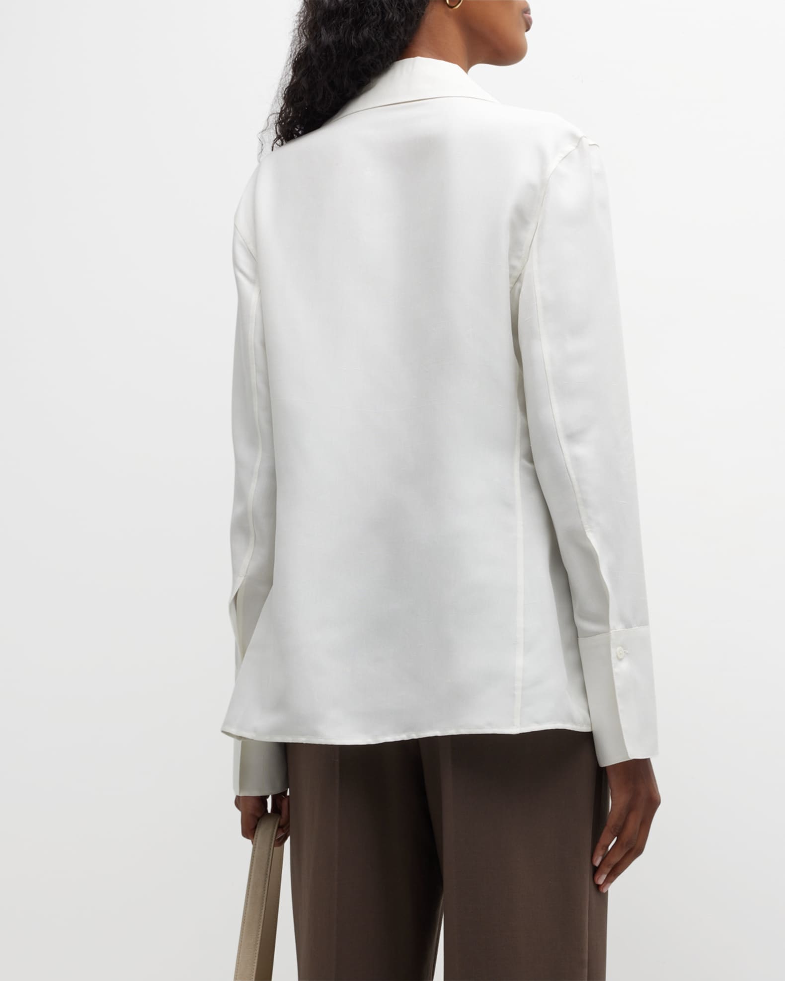 THE ROW Peg Silk Collared Shirt | Neiman Marcus