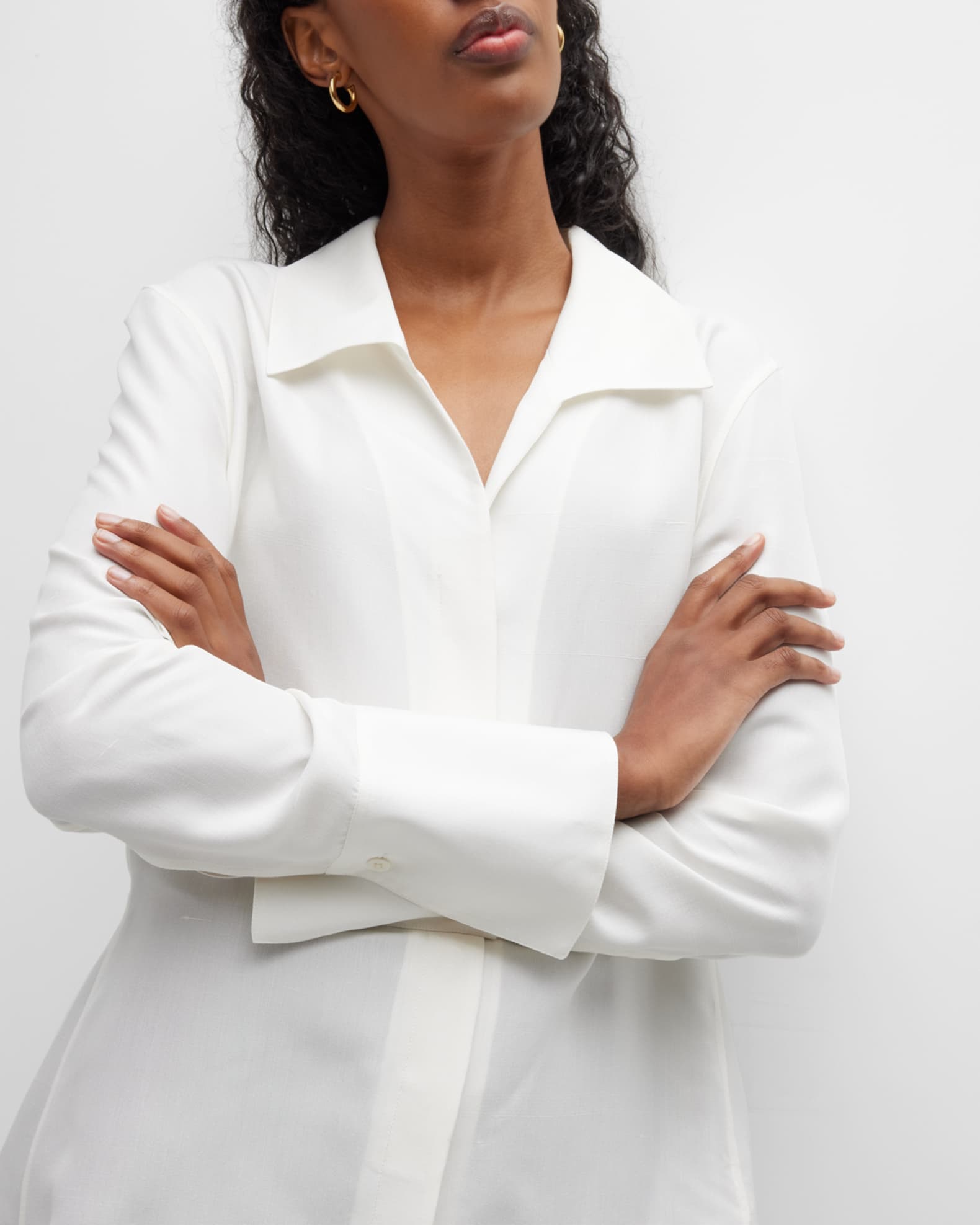 THE ROW Peg Silk Collared Shirt | Neiman Marcus