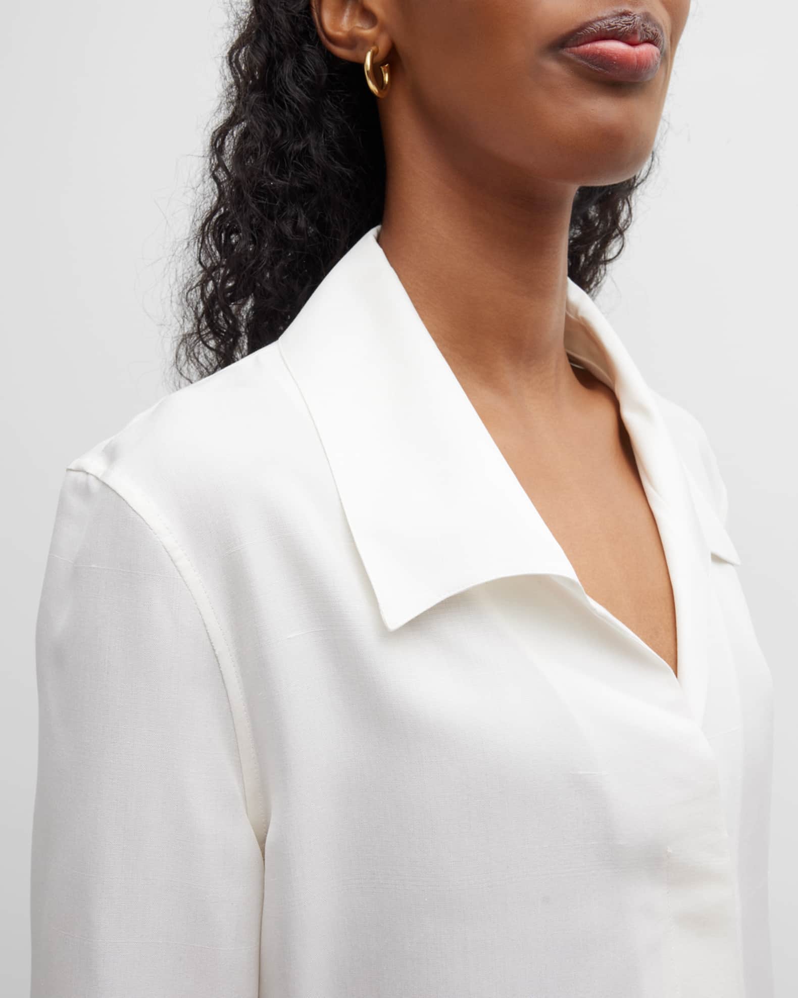 THE ROW Peg Silk Collared Shirt | Neiman Marcus