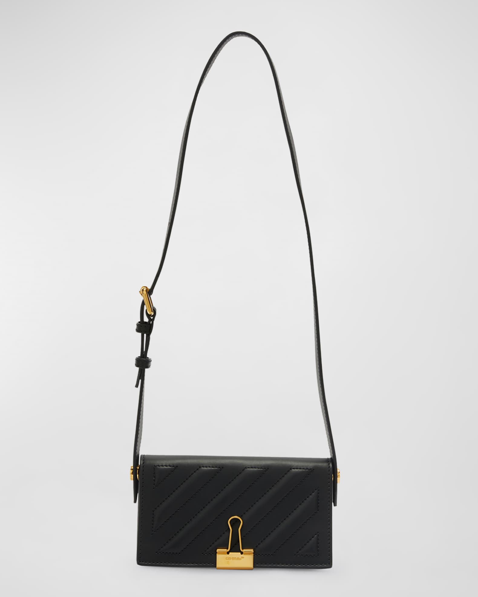 Off-White Diagonal Stripe Leather Shoulder Bag | Neiman Marcus