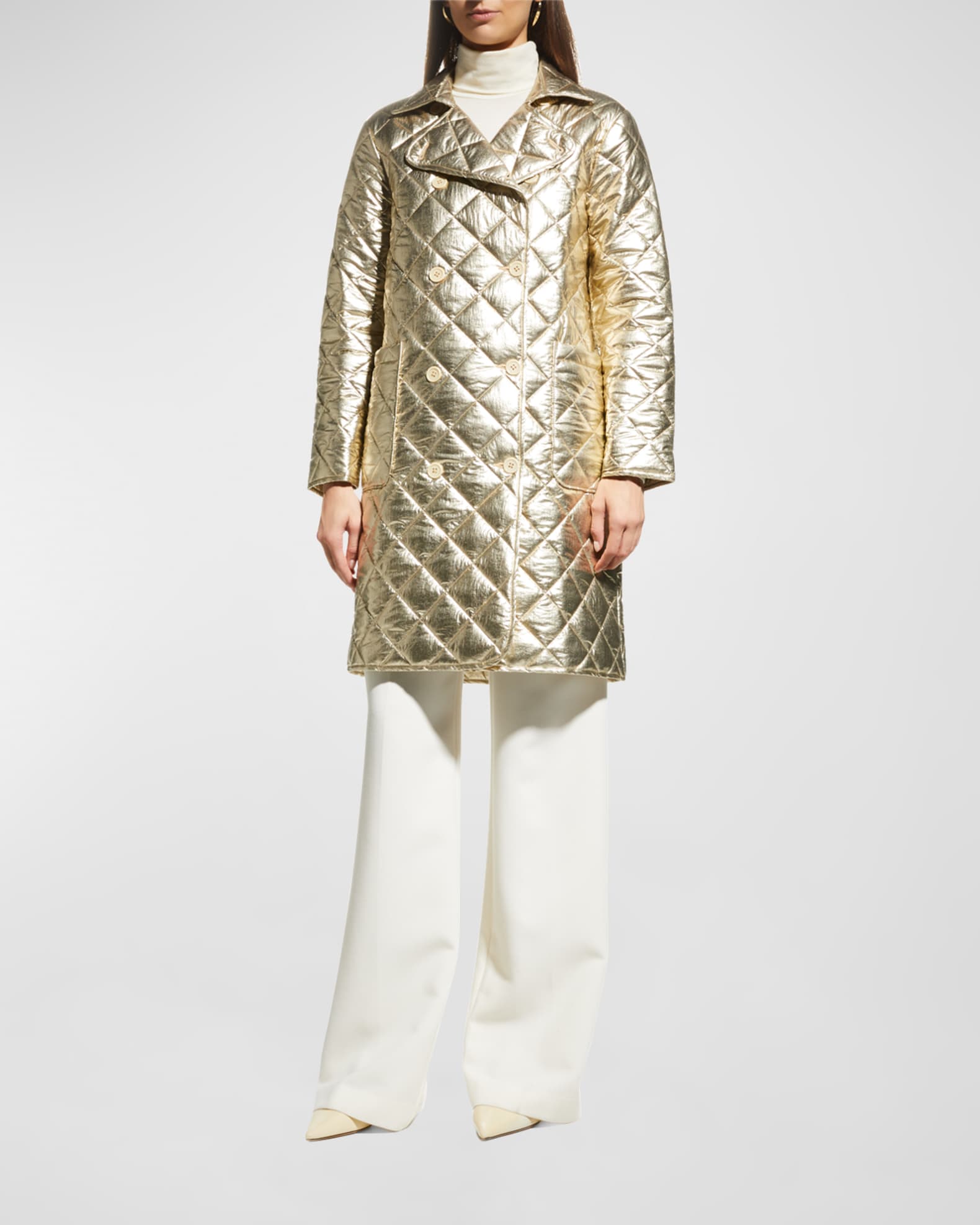 Frances Valentine Sydney Quilted Double-Breasted Peacoat | Neiman Marcus