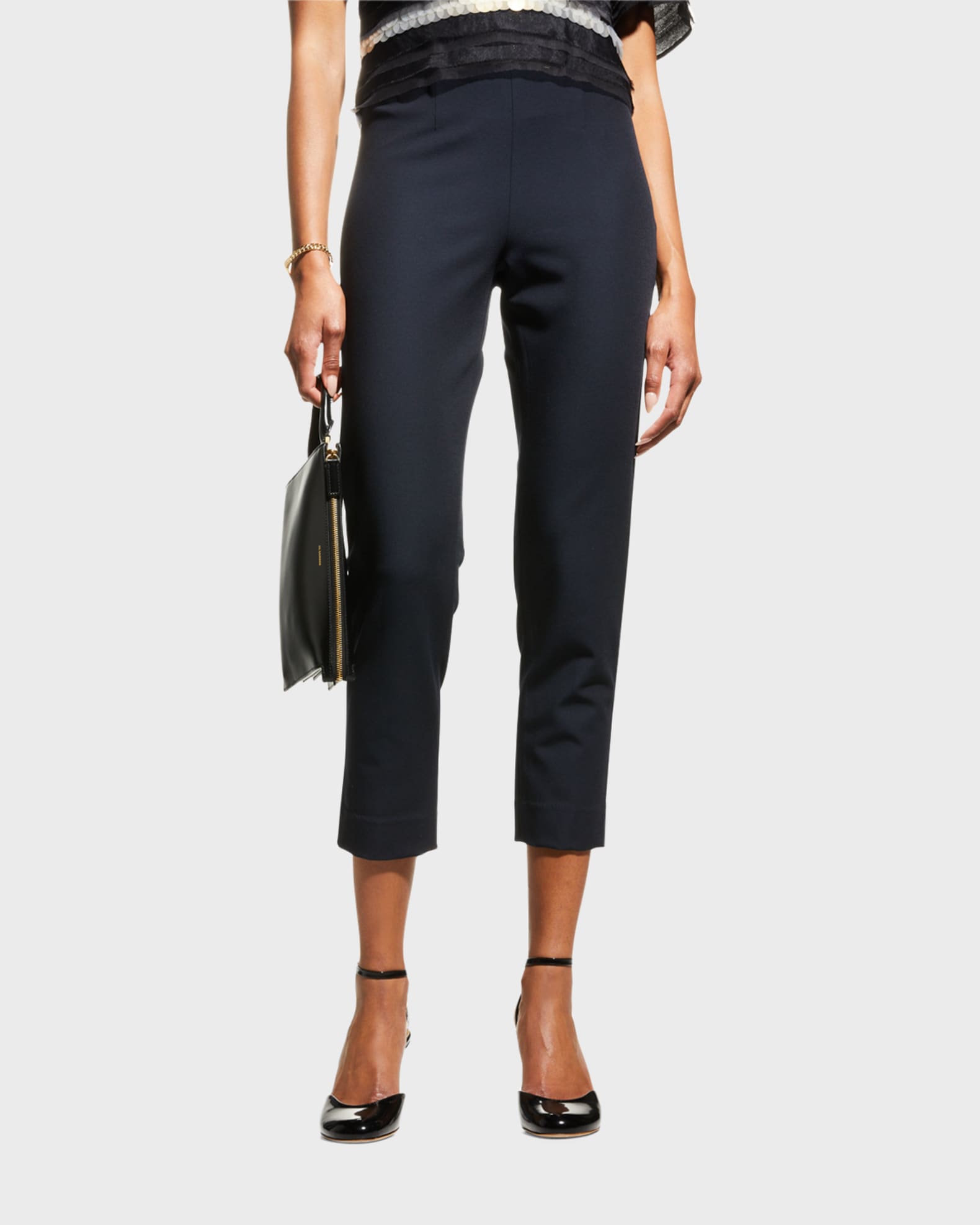 Frances Valentine Lucy Cropped Stretch Straight-Leg Pants | Neiman Marcus
