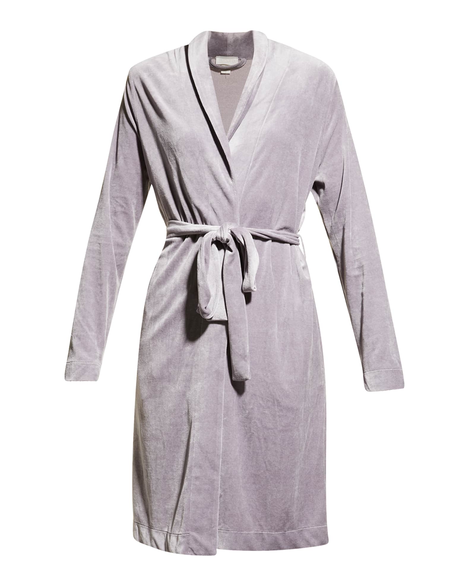 Hanro Favourites Shawl-Collar Velour Robe | Neiman Marcus