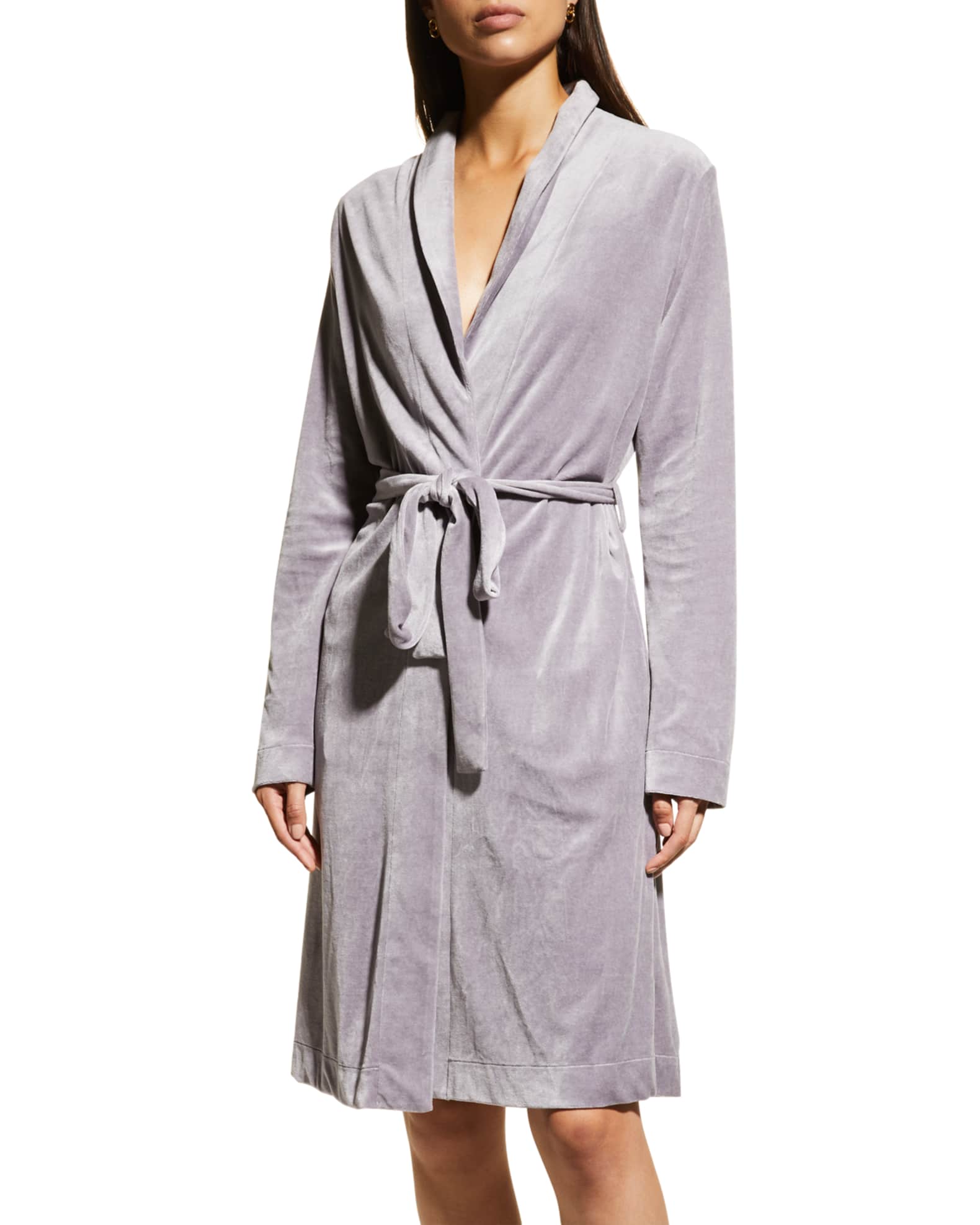 Hanro Favourites Shawl-Collar Velour Robe | Neiman Marcus
