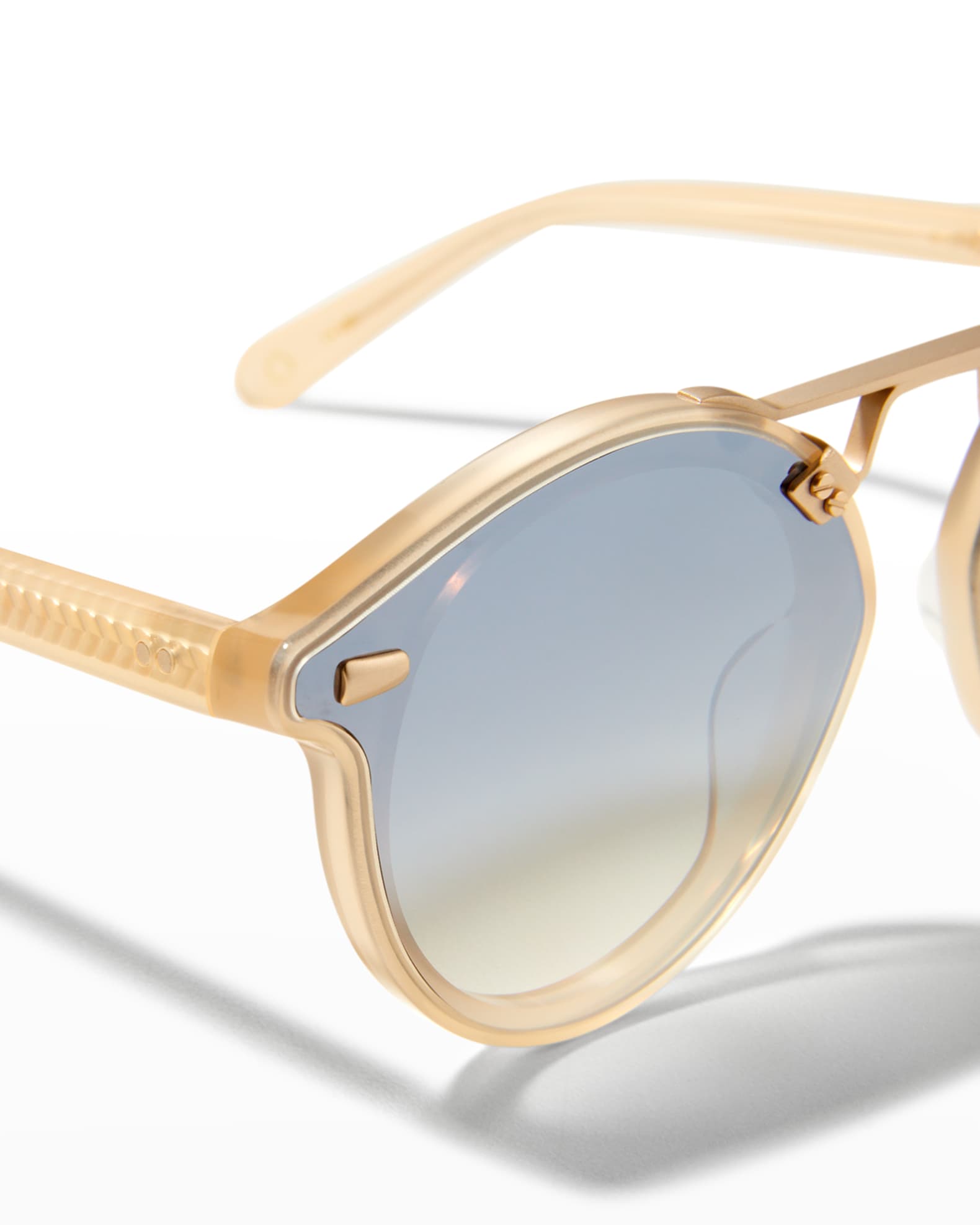 KREWE St. Louis II Round Nylon Sunglasses with Metal Keyhole - Blond ...