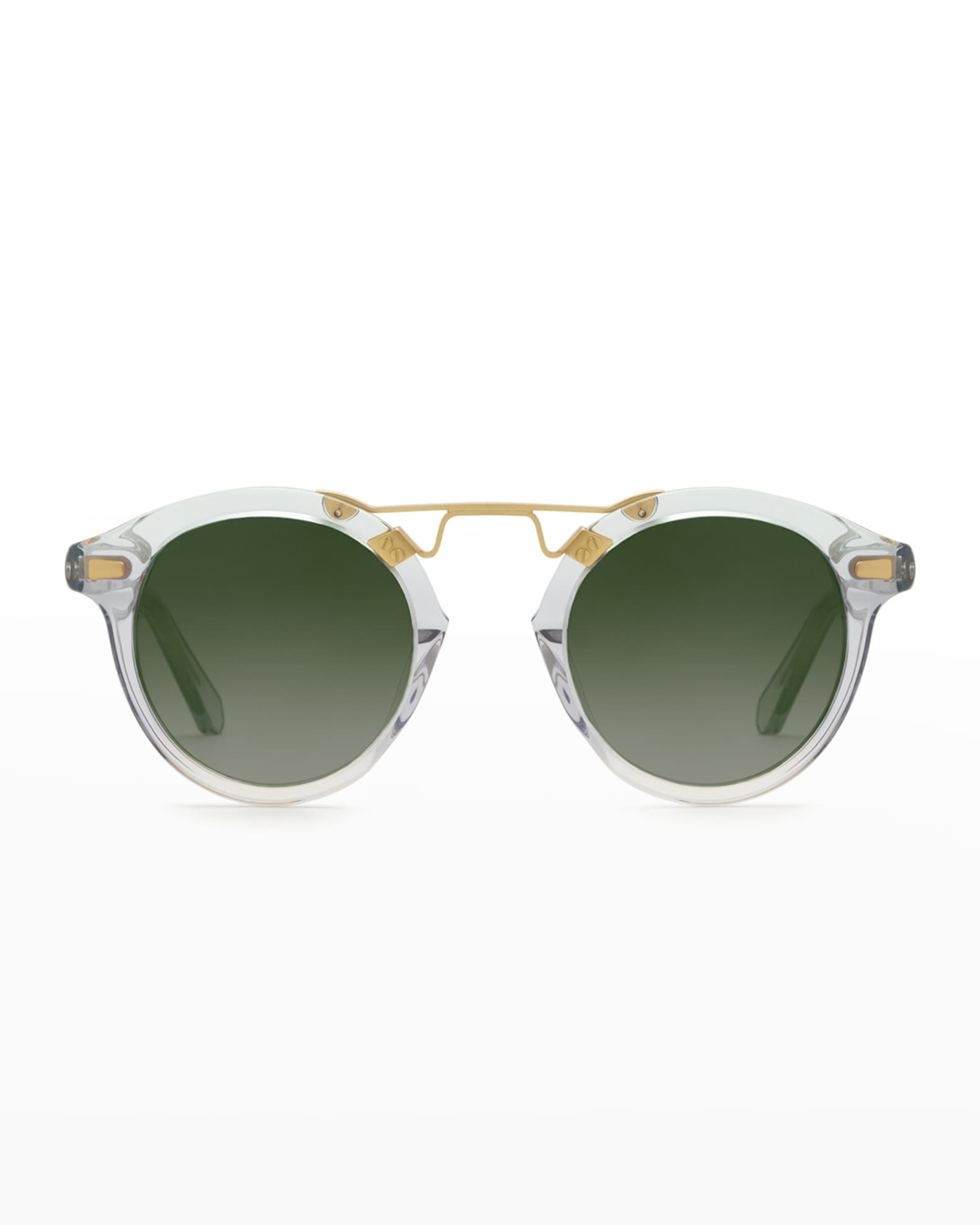 KREWE STL II Round Sunglasses with Metal Keyhole - Lagoon | Neiman Marcus