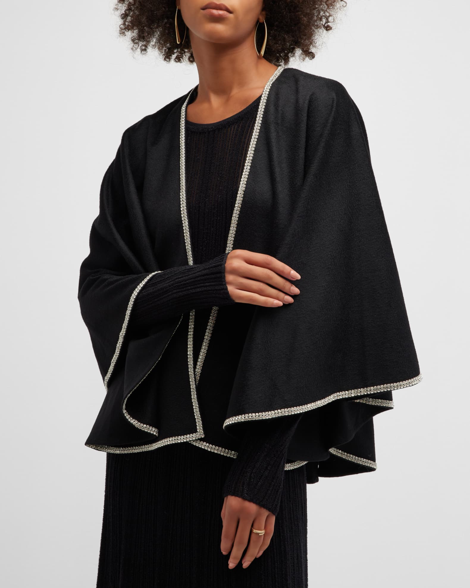 Sofia Cashmere Cashmere Embellished Swing Cape | Neiman Marcus