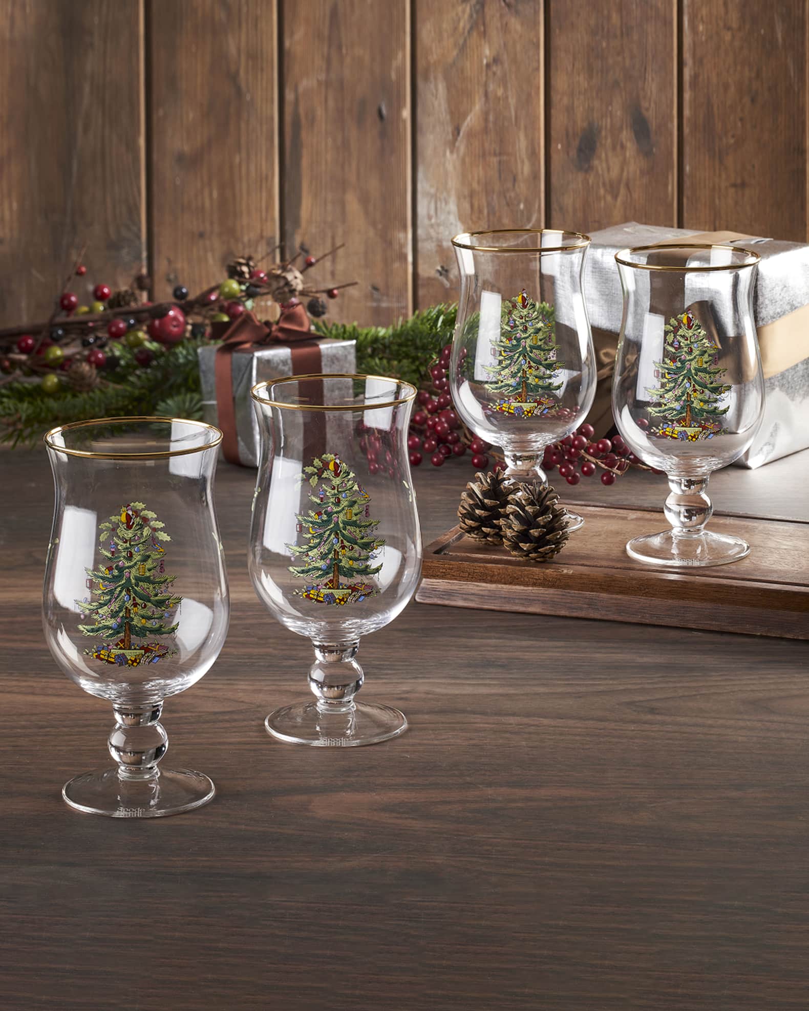 Spode Christmas Tree Tulip Glasses, Set of 4 | Neiman Marcus