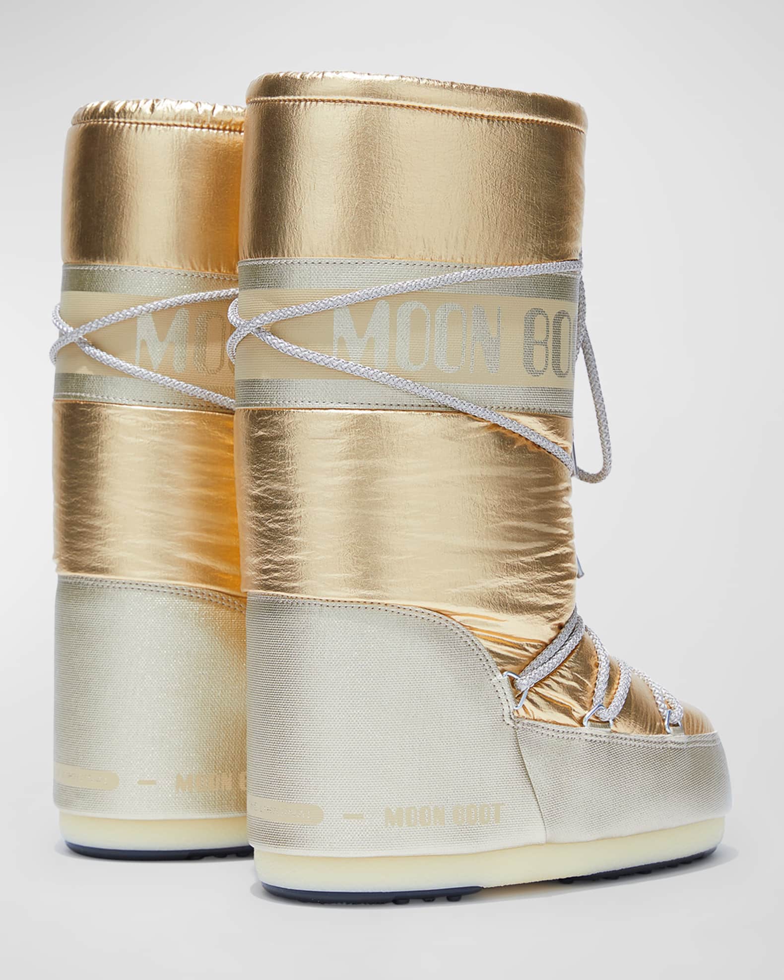 Moon Boot Icon Metallic Lace-Up Snow Boots | Neiman Marcus