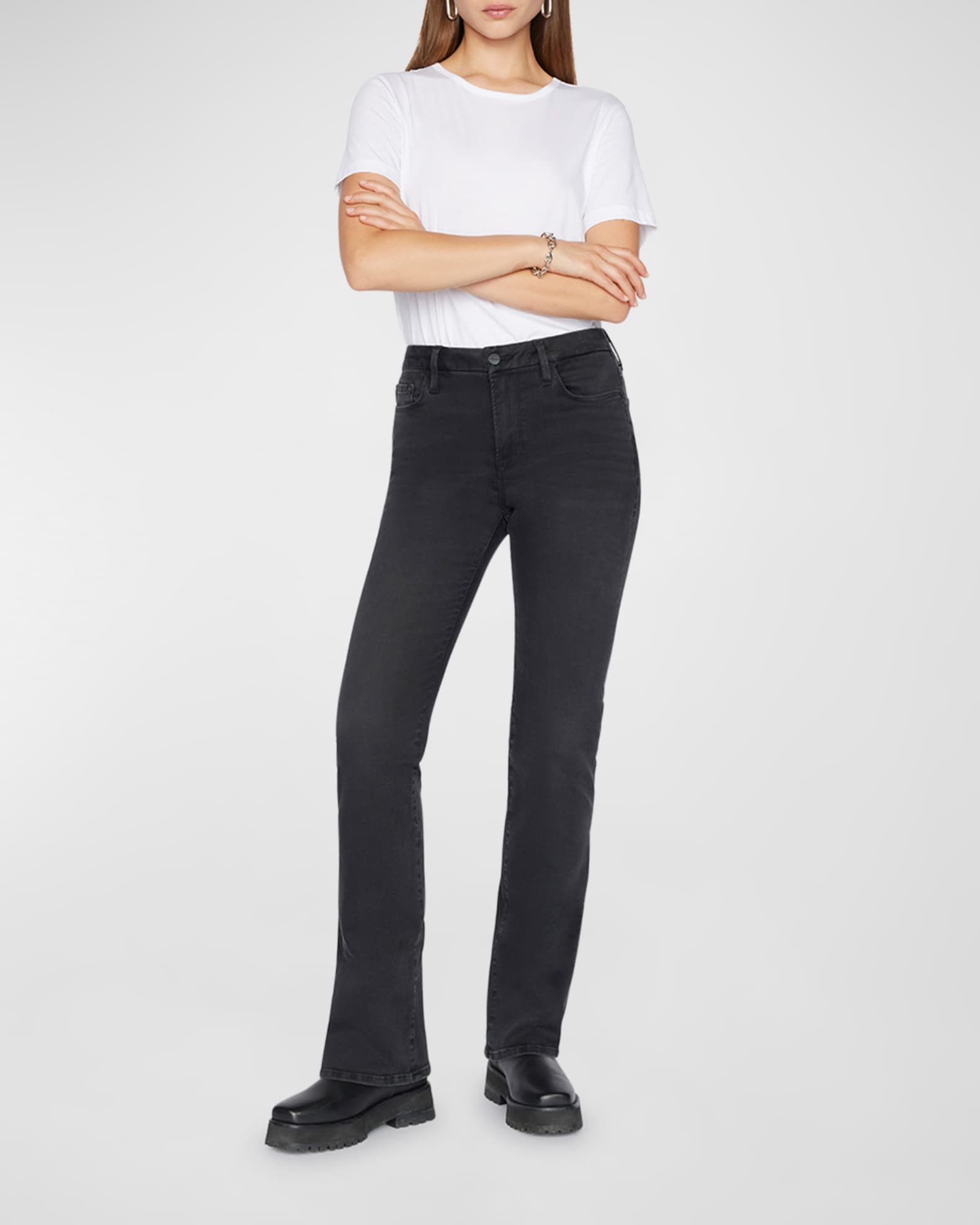 FRAME Le Mini Boot High-Rise Slim Bootcut Jeans | Neiman Marcus