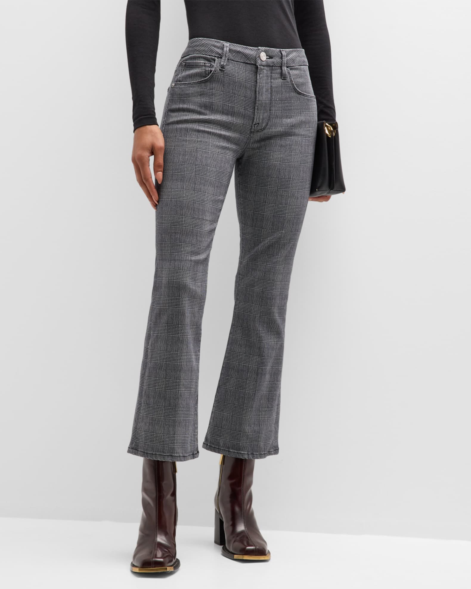FRAME Le Crop Mini Boot Check Cropped Bootcut Jeans | Neiman Marcus