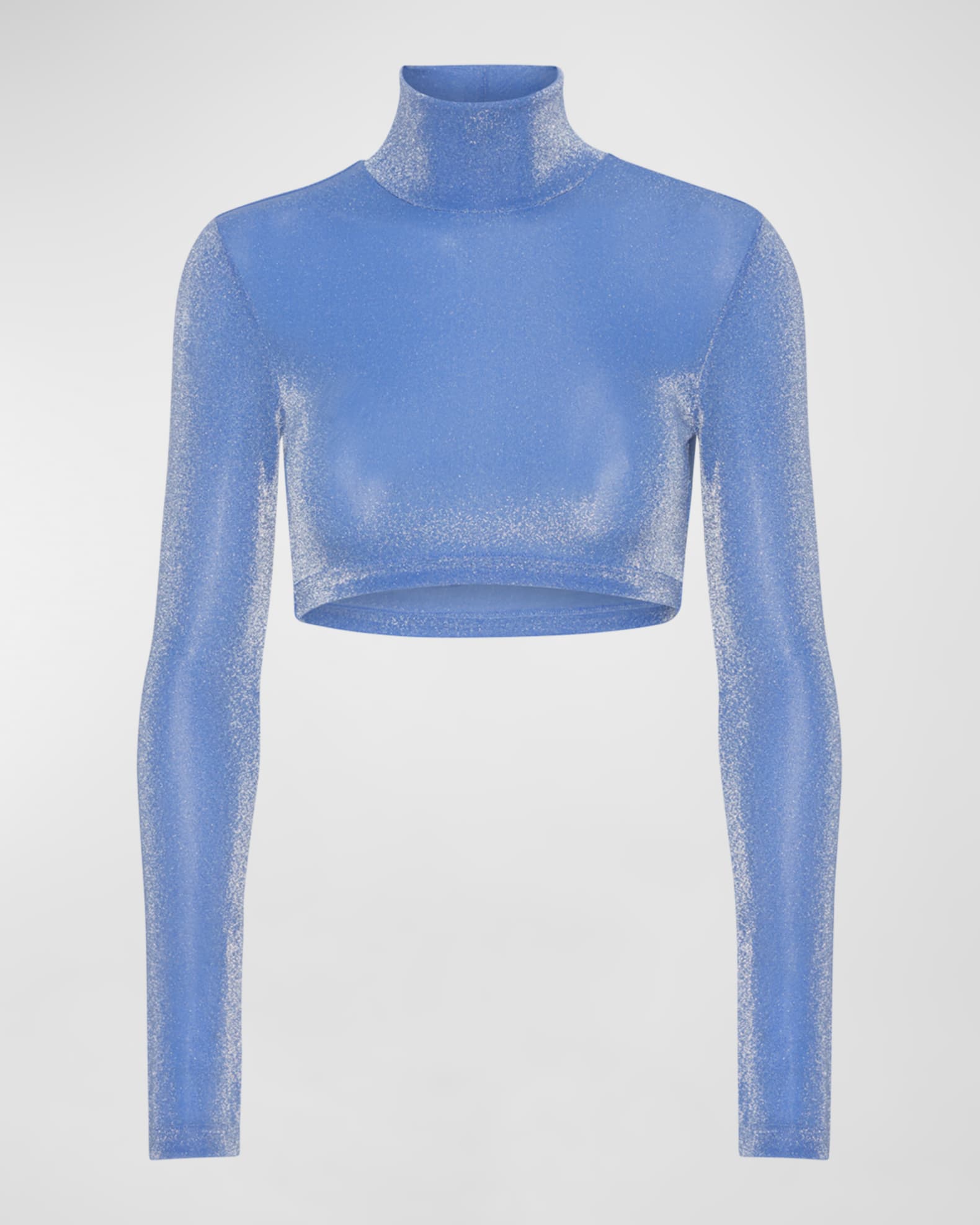 Rotate Birger Christensen Metallic Cropped Turtleneck Top | Neiman Marcus