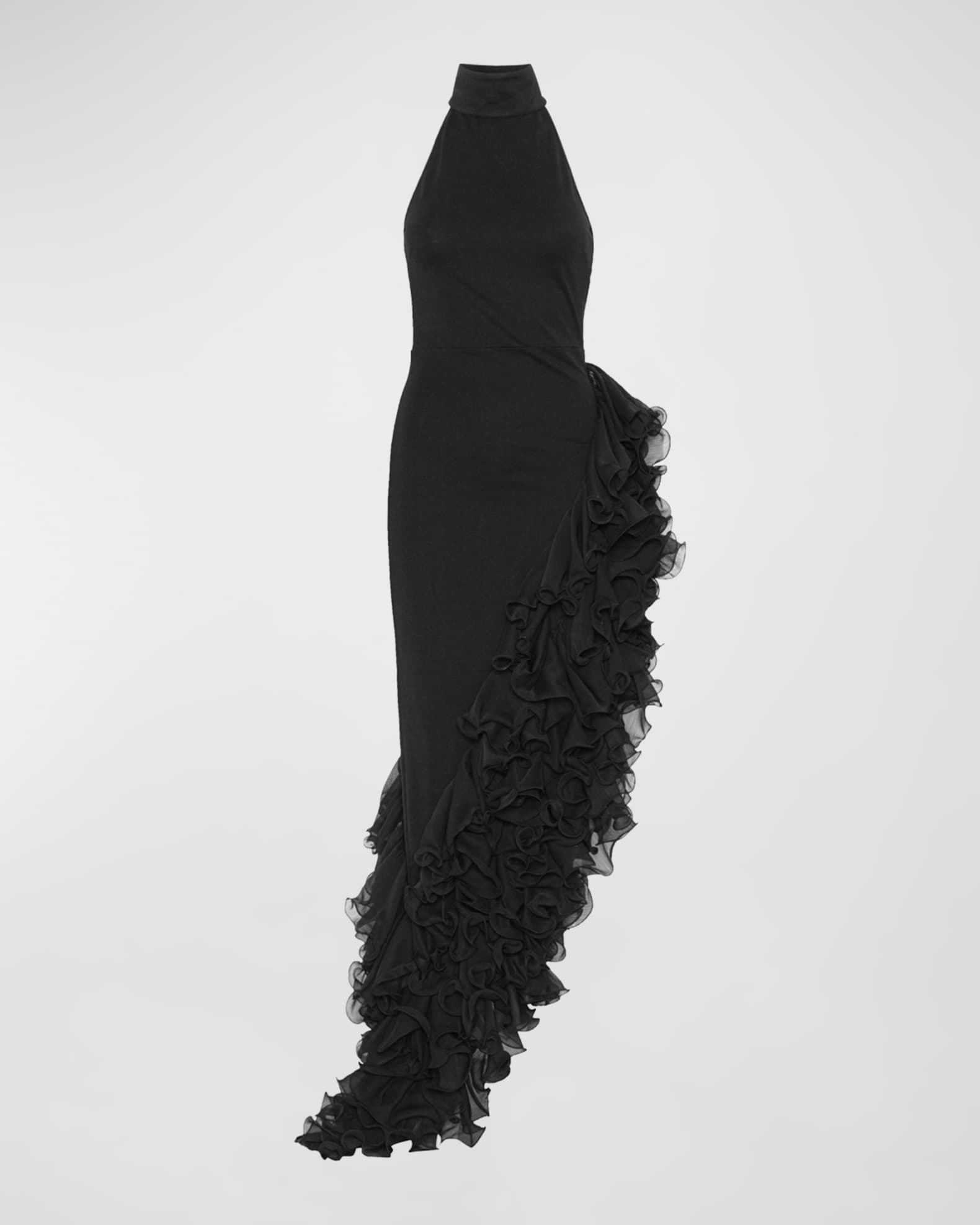 Rotate Birger Christensen Asymmetric Ruffle Maxi Dress | Neiman Marcus