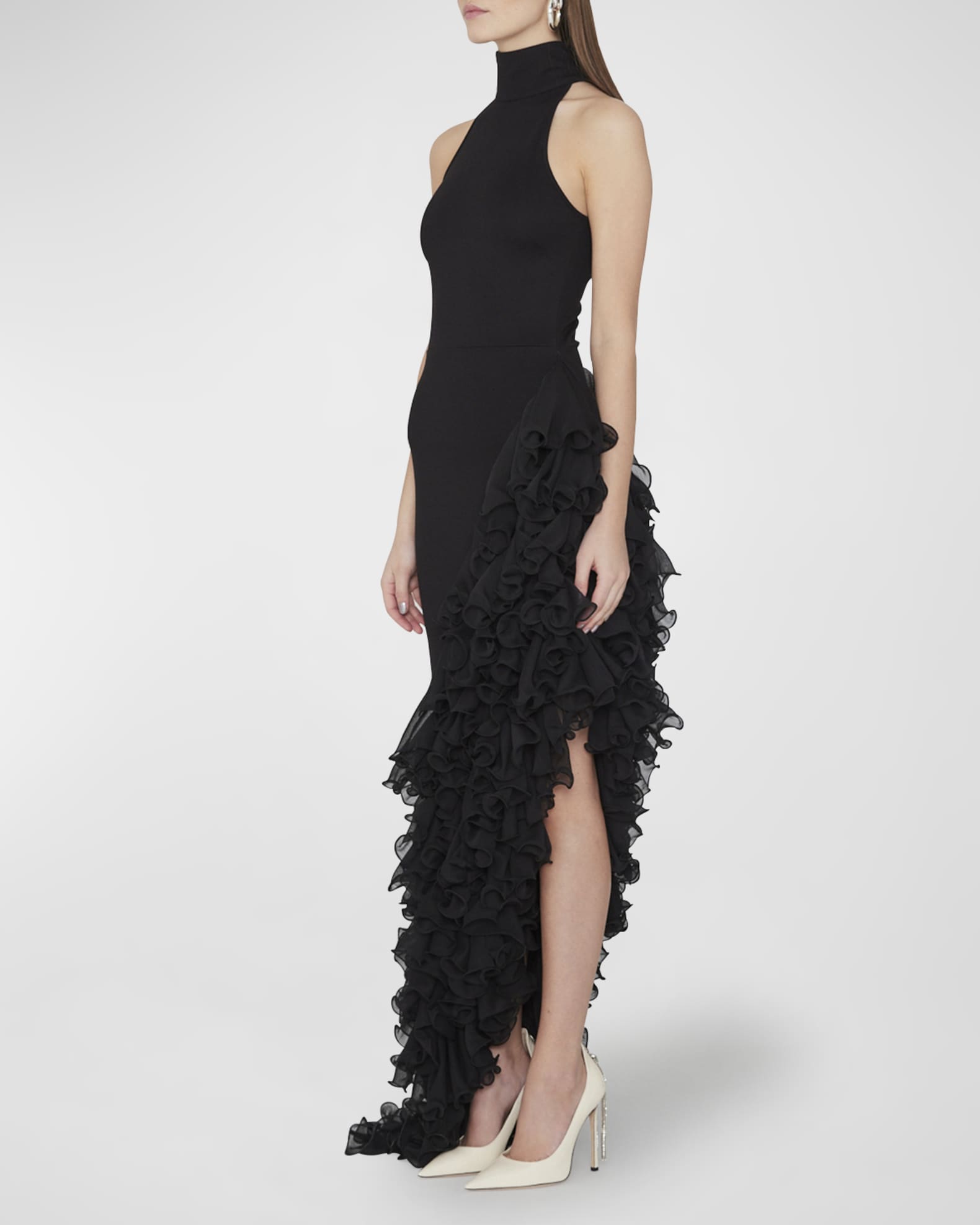 Rotate Birger Christensen Asymmetric Ruffle Maxi Dress | Neiman Marcus