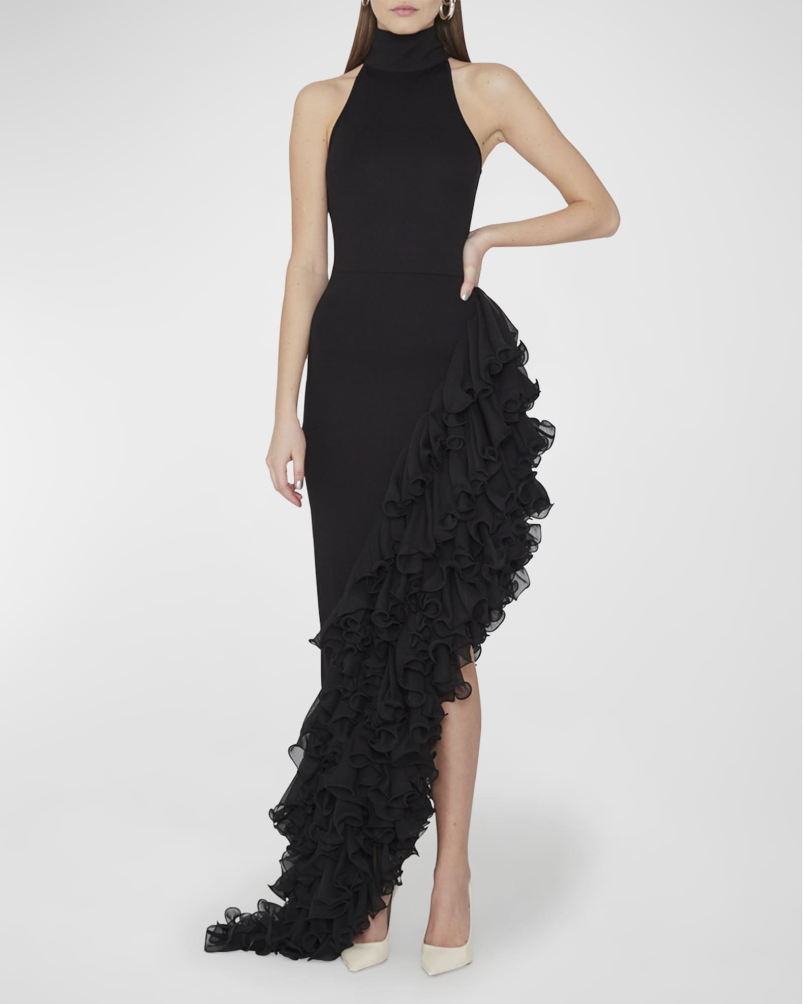 Rotate Birger Christensen Asymmetric Ruffle Maxi Dress | Neiman Marcus