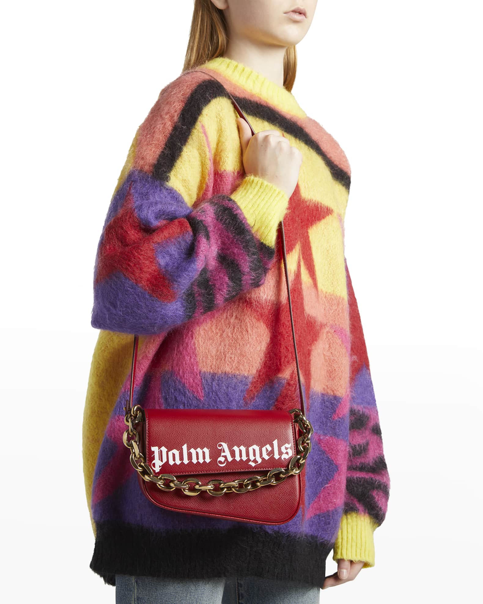 Palm Angels Crash Flap Calf Leather Crossbody Bag | Neiman Marcus