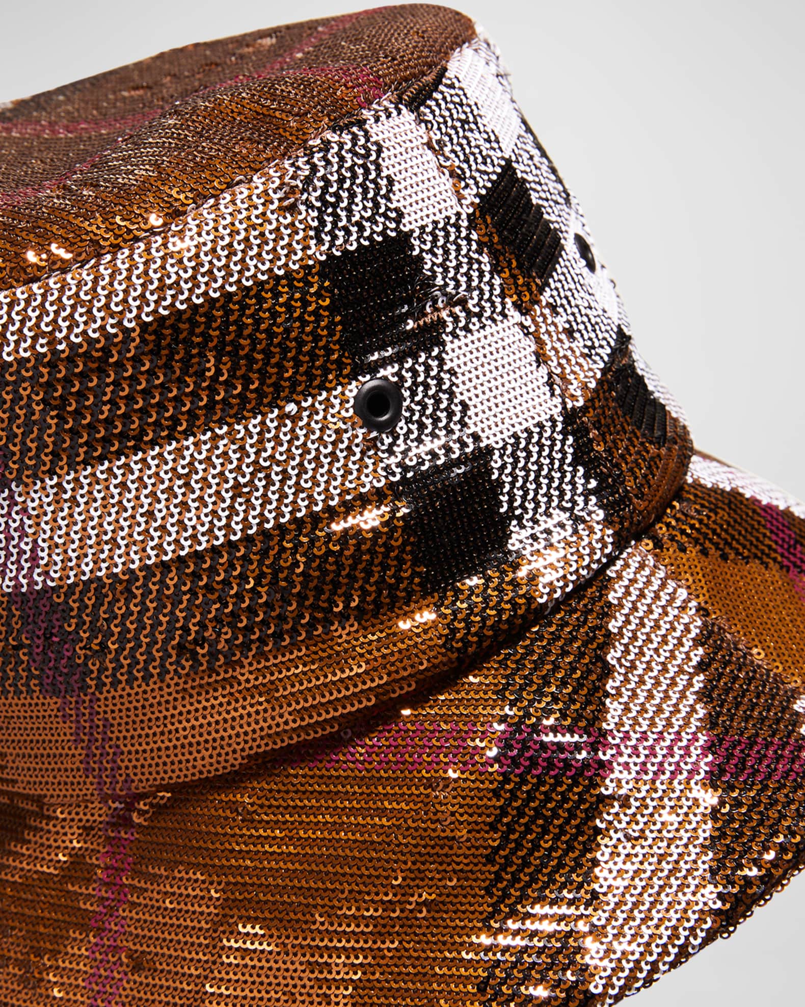 Burberry Check Sequin Bucket Hat | Neiman Marcus