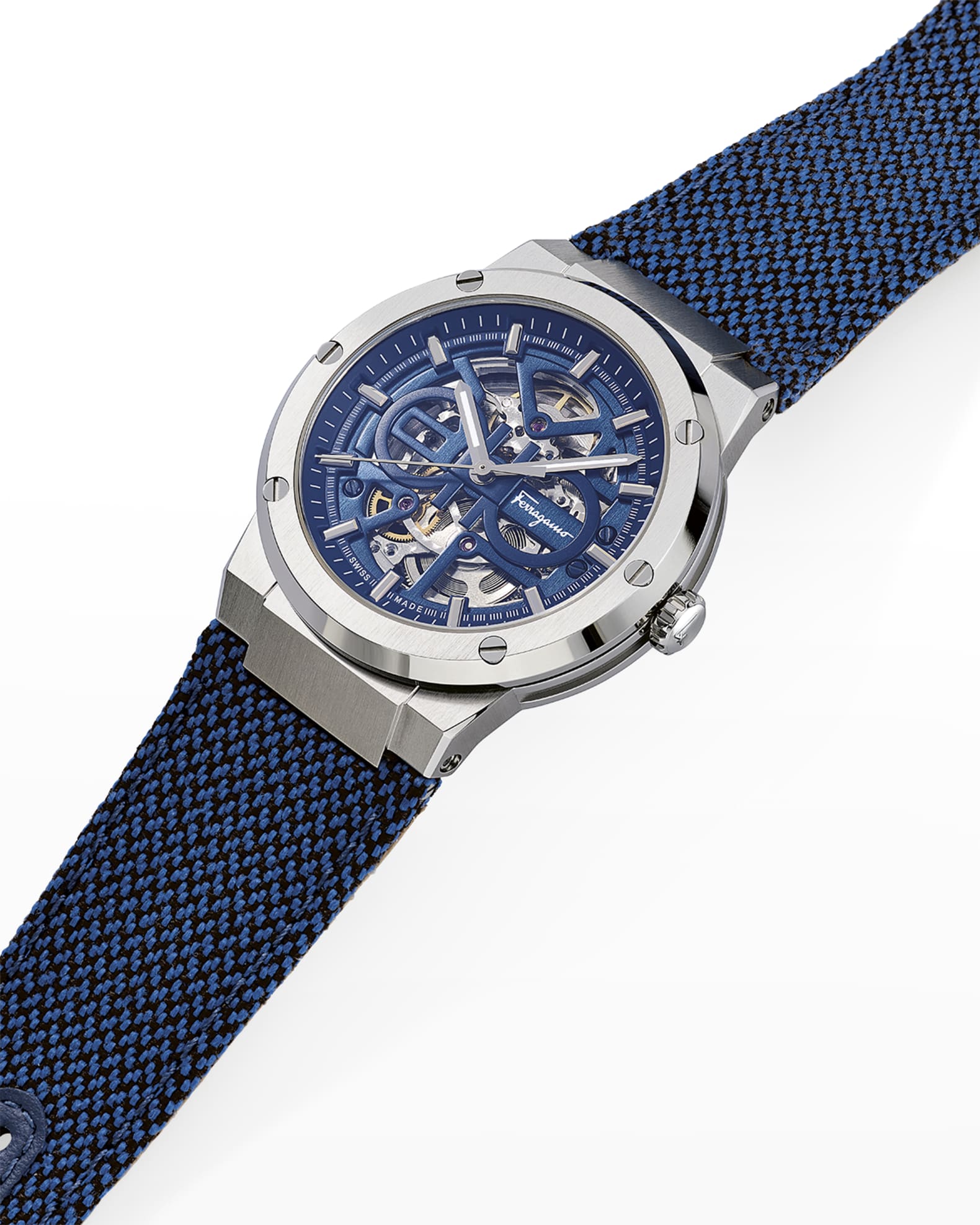 Ferragamo Men's F-80 Skeleton Gancini Automatic Watch, 41mm | Neiman Marcus