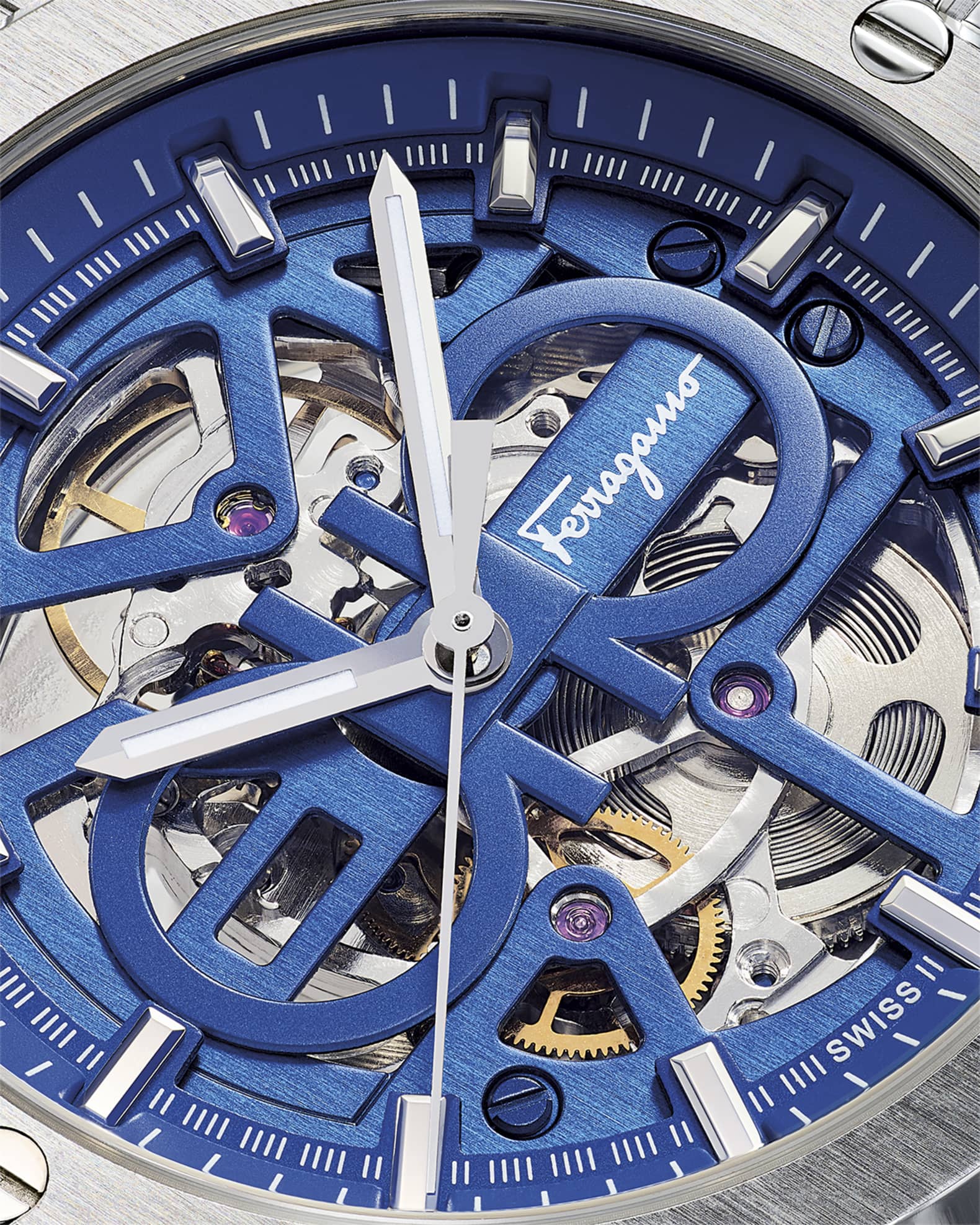 Ferragamo Men's F-80 Skeleton Gancini Automatic Watch, 41mm | Neiman Marcus