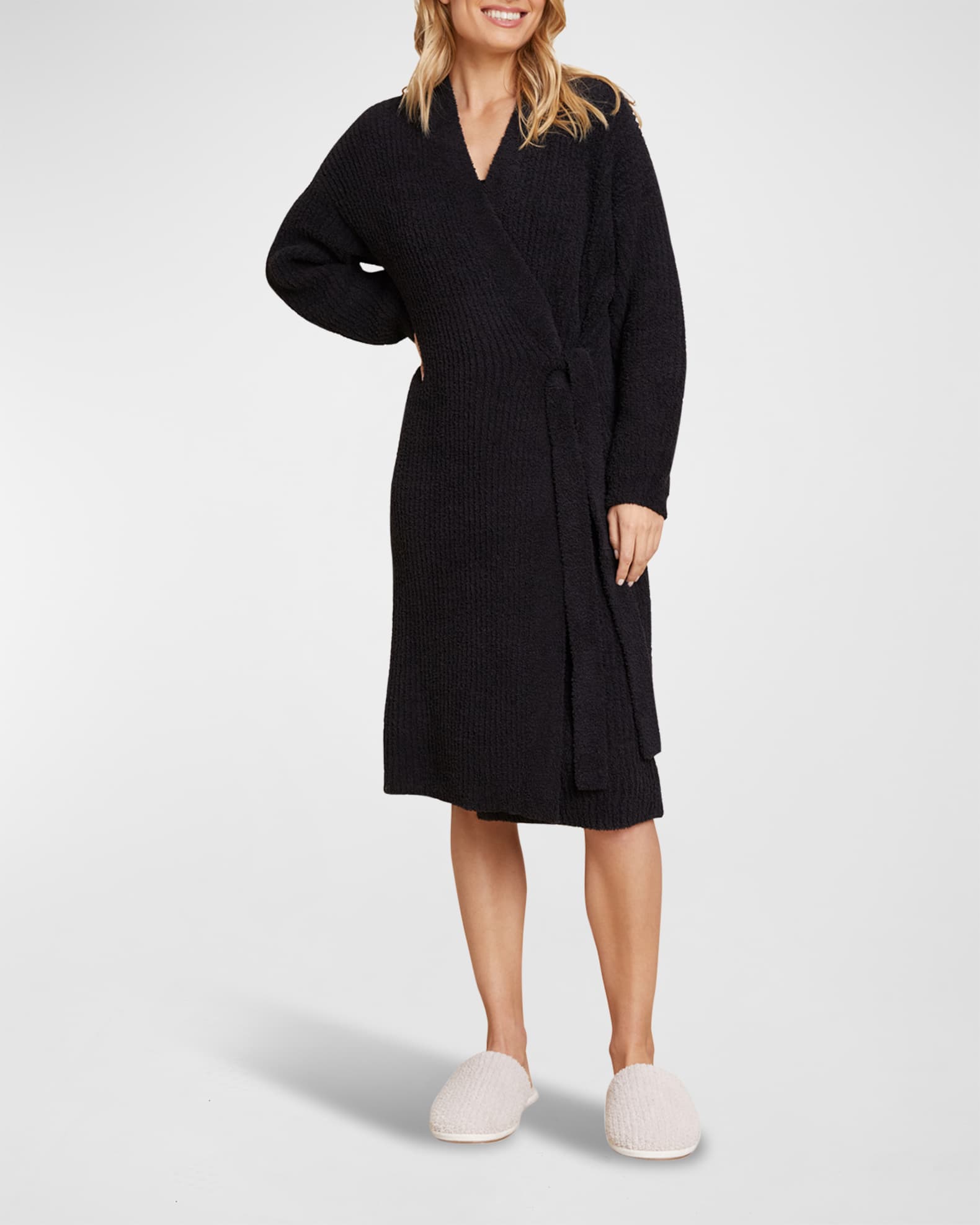 Barefoot Dreams Ribbed CozyChic Side-Tie Robe | Neiman Marcus