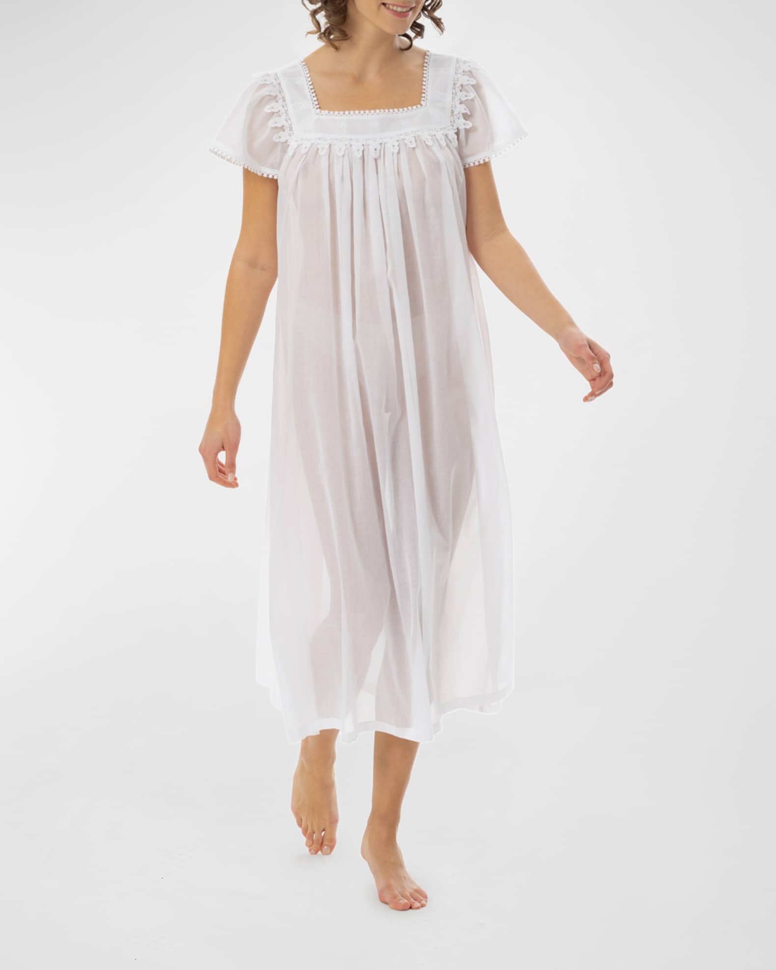 Celestine Karmen Ruched Square-Neck Nightgown | Neiman Marcus