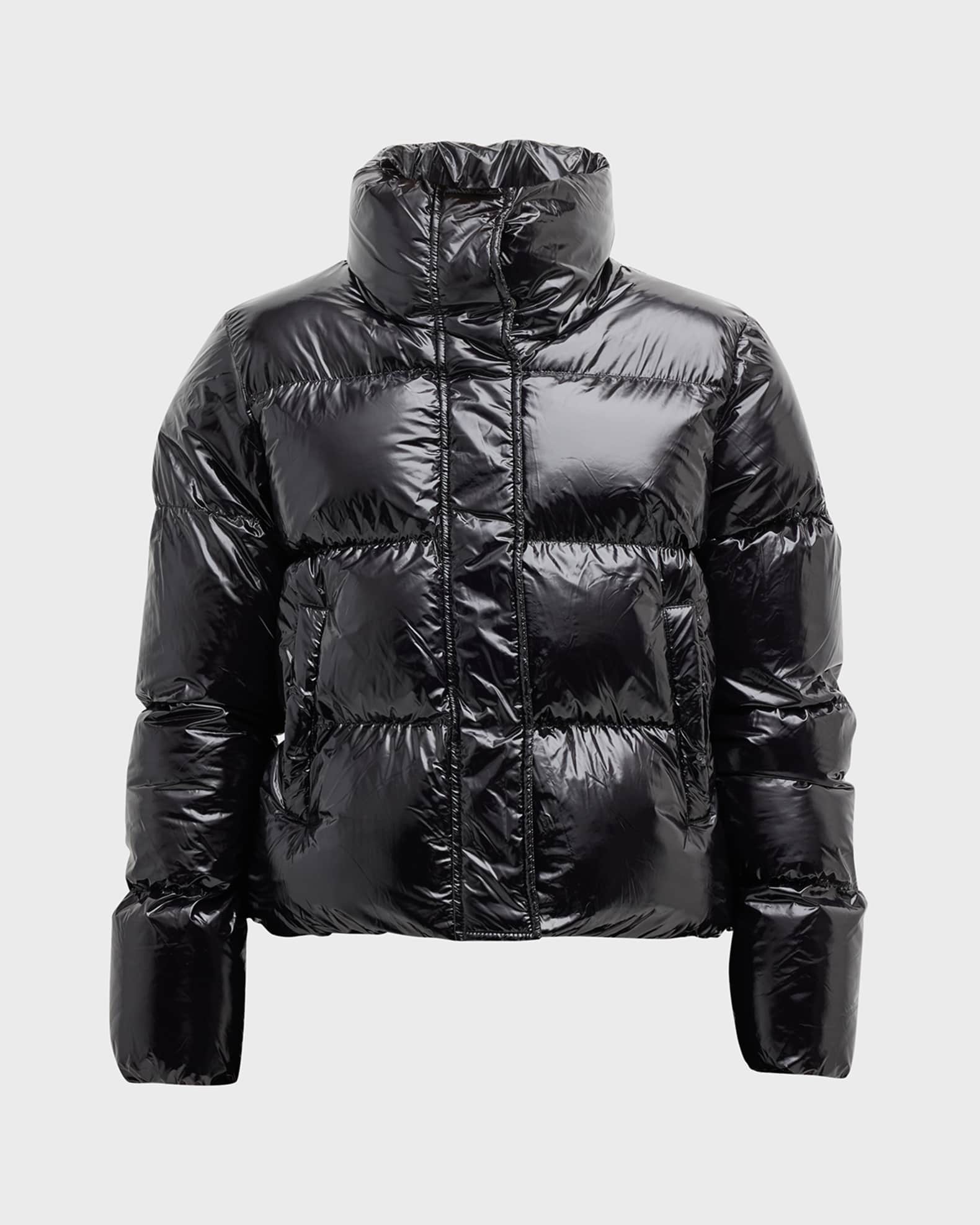 NOIZE Coco Patent Cropped Puffer Jacket | Neiman Marcus