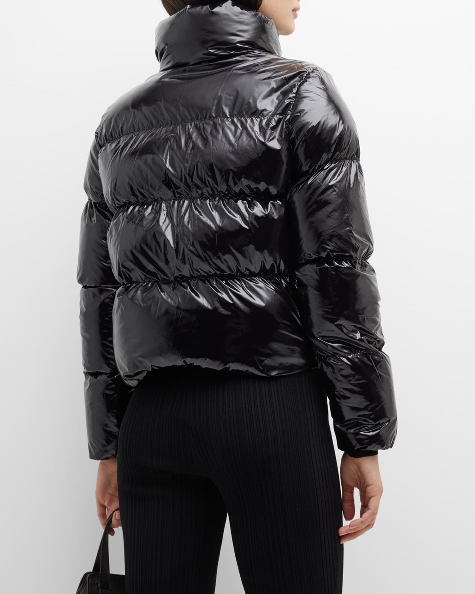 NOIZE Coco Patent Cropped Puffer Jacket | Neiman Marcus