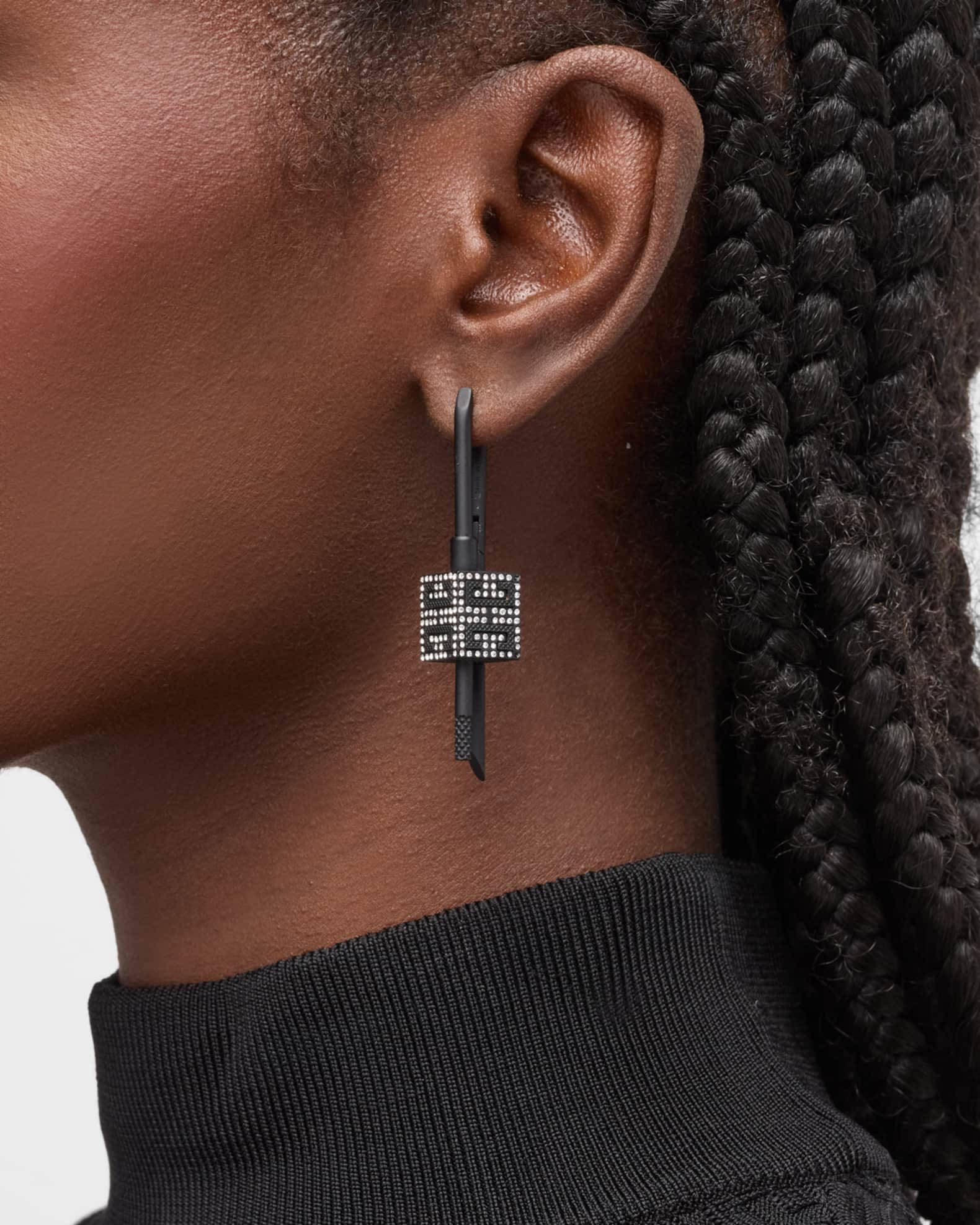 Givenchy Double-Sided Crystal Lock Earrings | Neiman Marcus