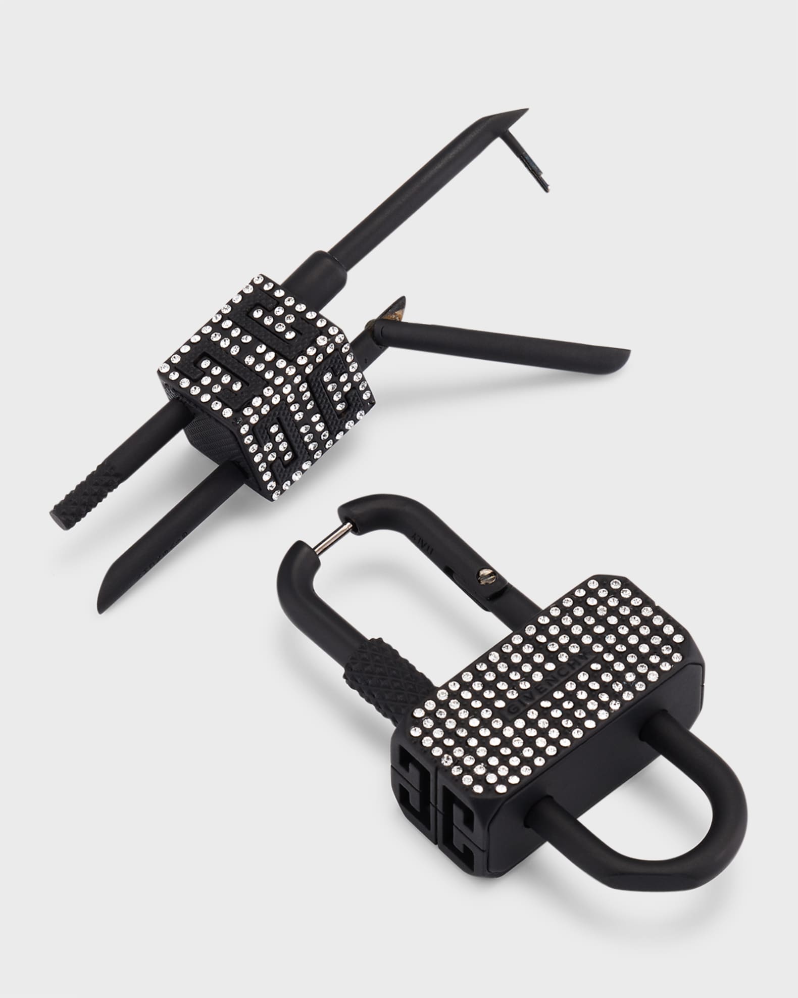 Givenchy Double-Sided Crystal Lock Earrings | Neiman Marcus