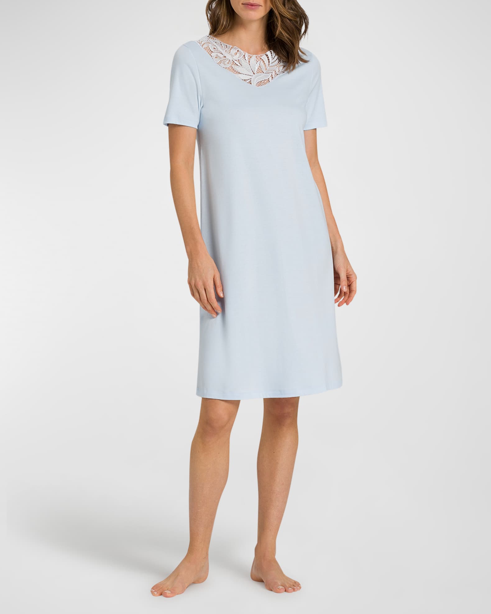 Hanro Zelda Lace-Yoke Nightgown | Neiman Marcus