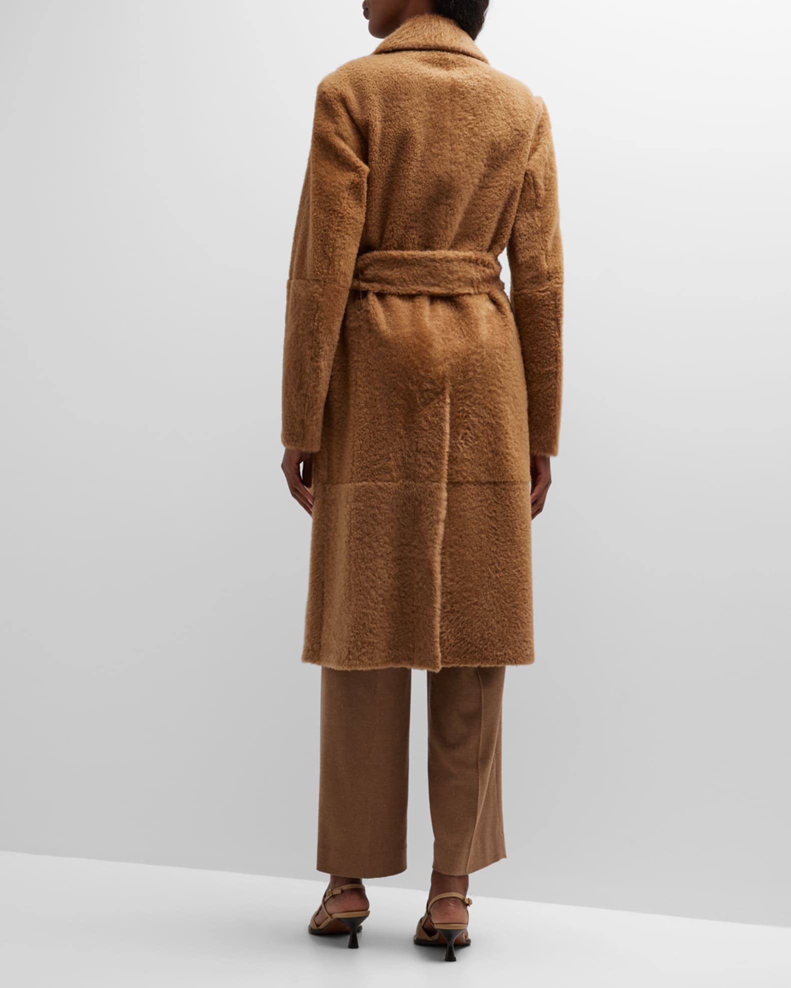 Vince Long Belted Shearling Coat | Neiman Marcus
