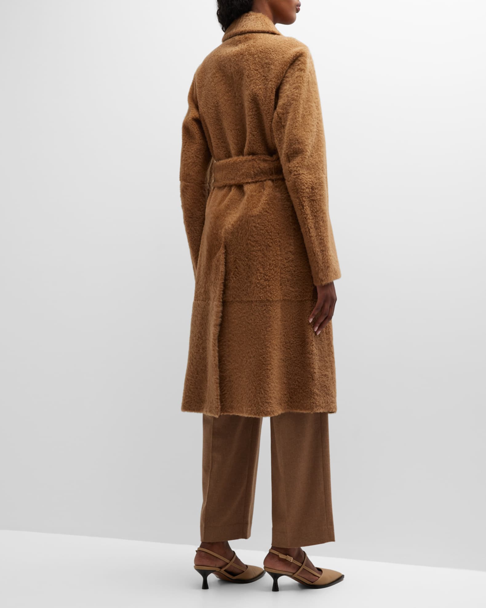 Vince Long Belted Shearling Coat | Neiman Marcus