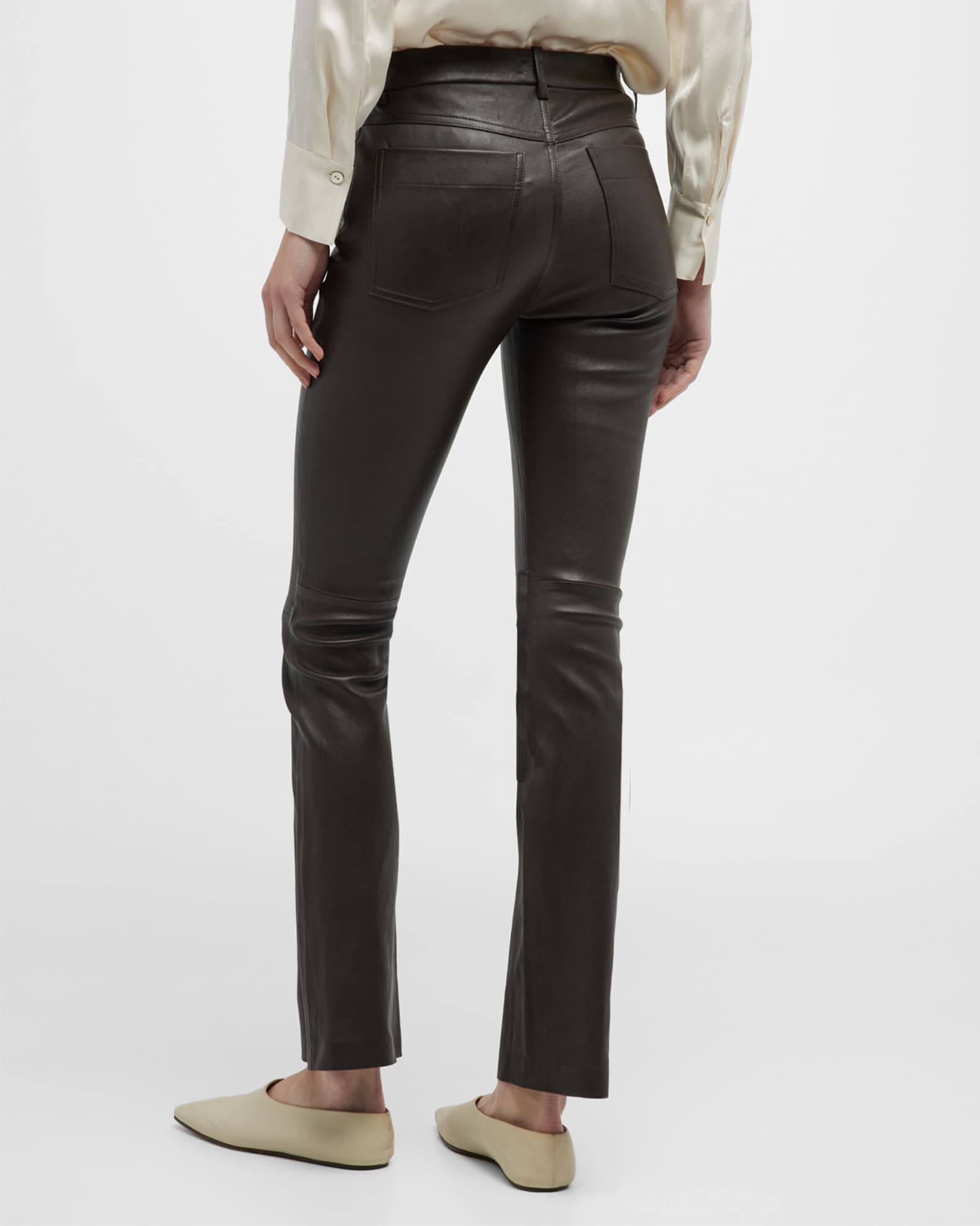 Vince Bootcut Stretch Leather Pants | Neiman Marcus