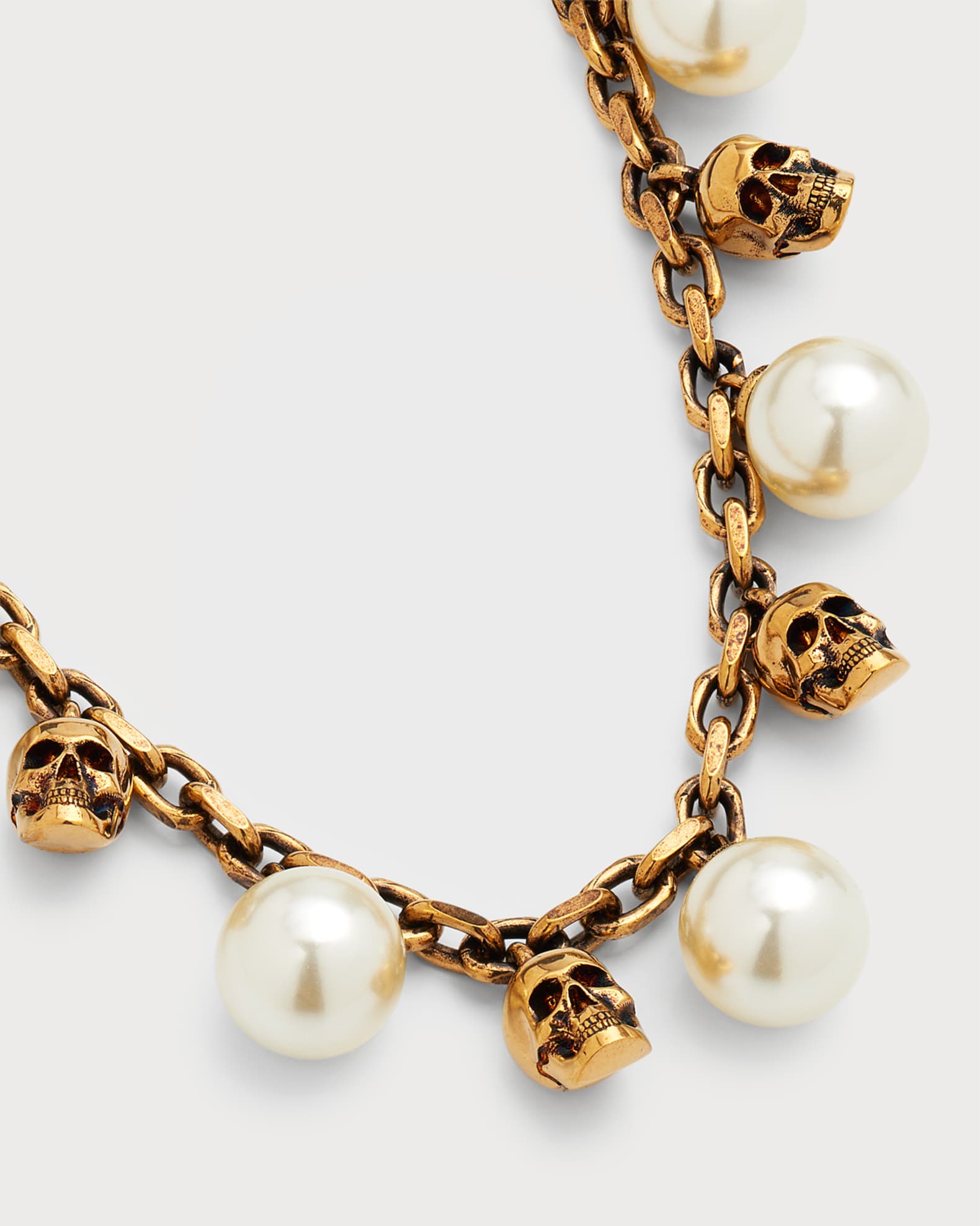 McQueen Short Skull and Pearly Charm Necklace | Neiman Marcus