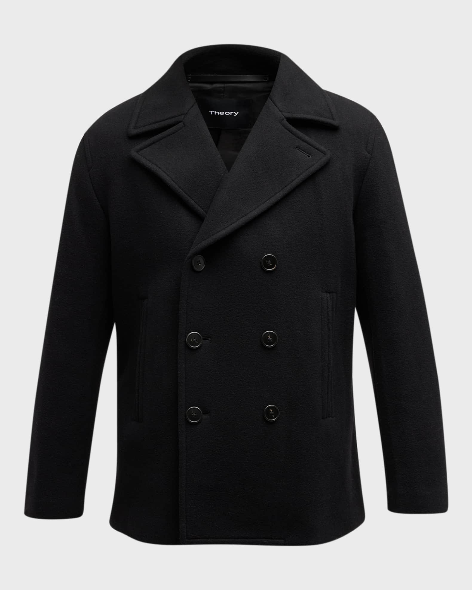 Theory Men's Plush Loft Wool Peacoat | Neiman Marcus