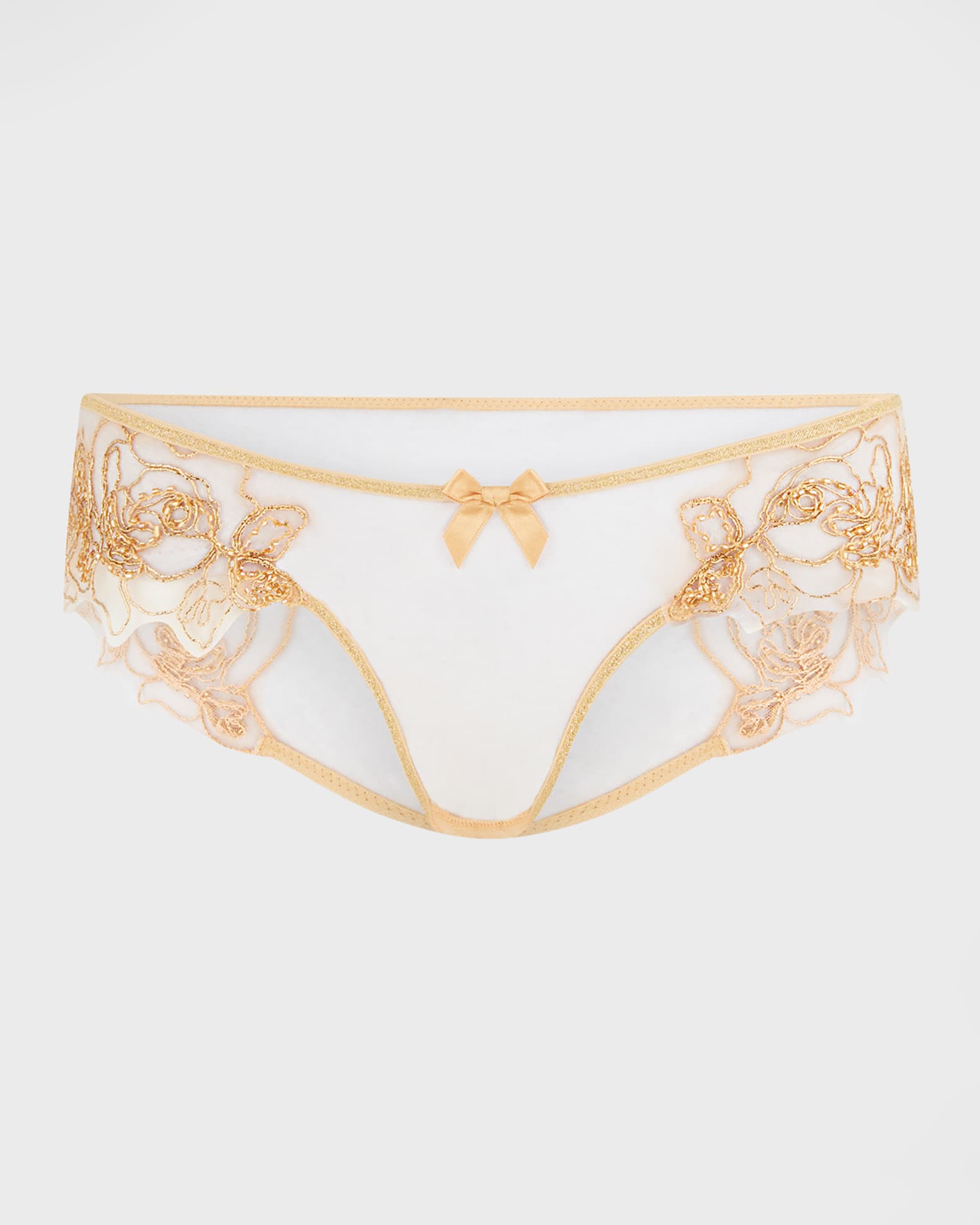Agent Provocateur Lindie Beaded Floral-Embroidered Tulle Briefs ...