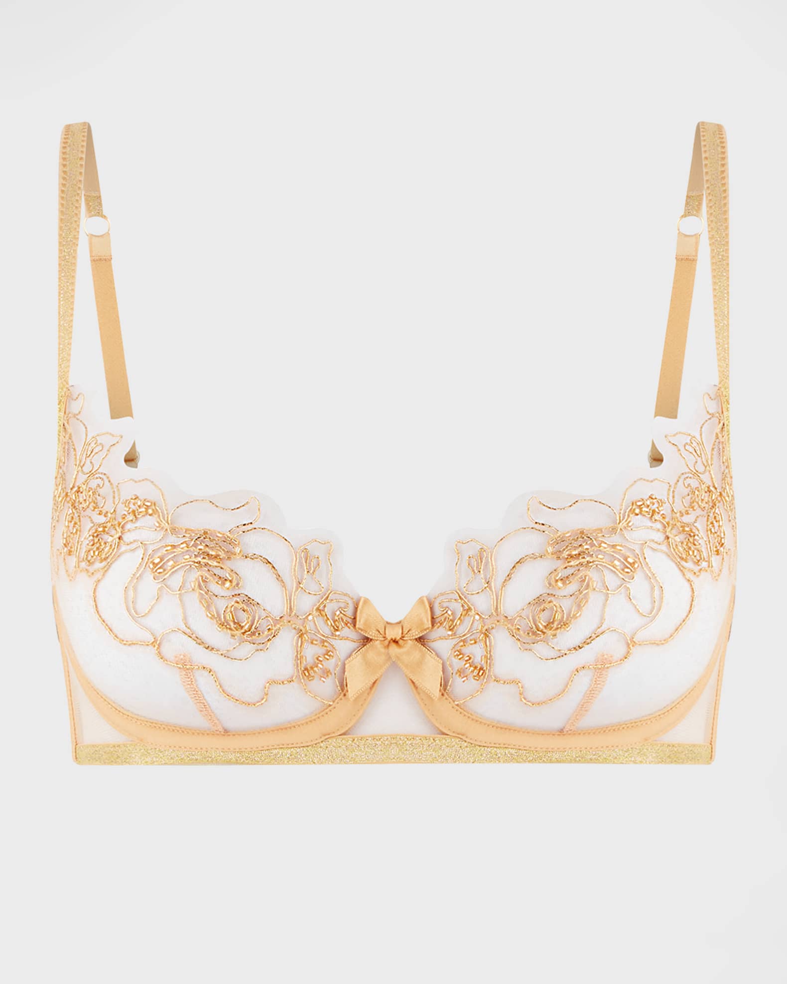 Agent Provocateur Lindie Beaded Floral-Embroidered Tulle Bra | Neiman ...