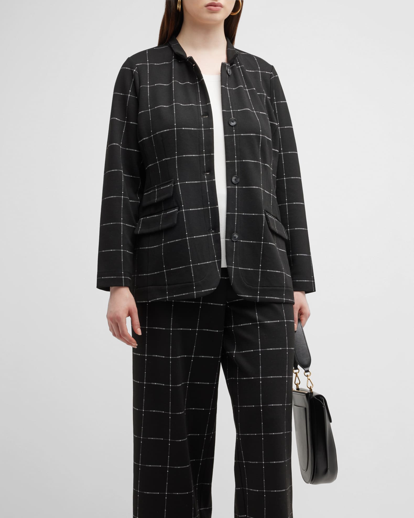 NIC+ZOE Plus Plus Size Etched Plaid Blazer Jacket | Neiman Marcus