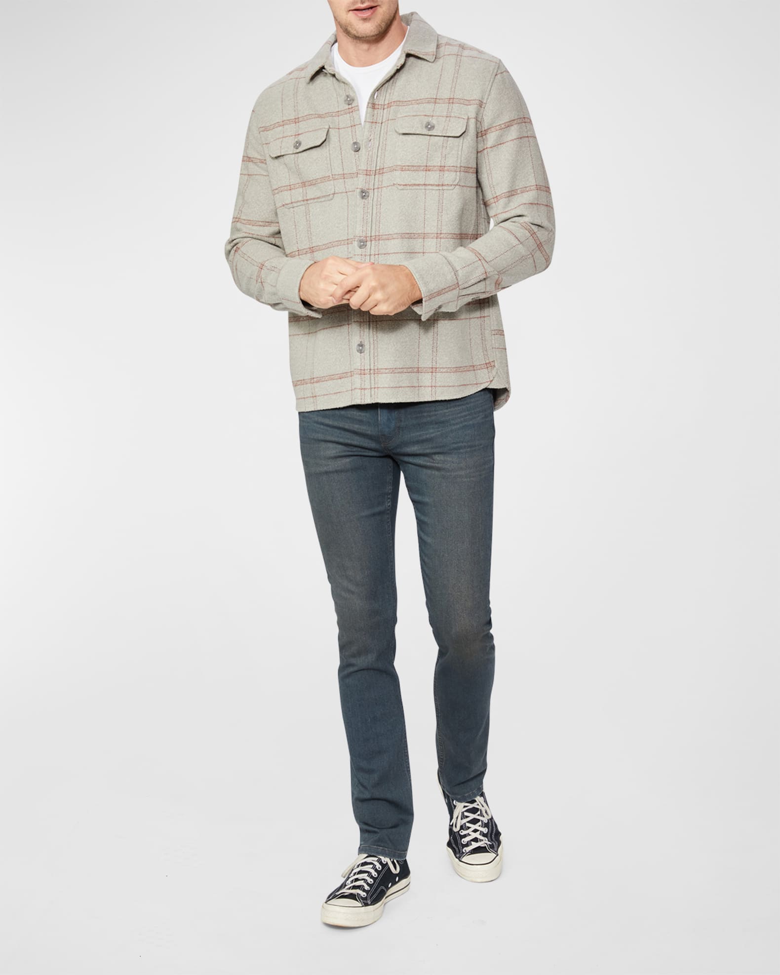 PAIGE Men's Wilbur Plaid Flannel Overshirt | Neiman Marcus